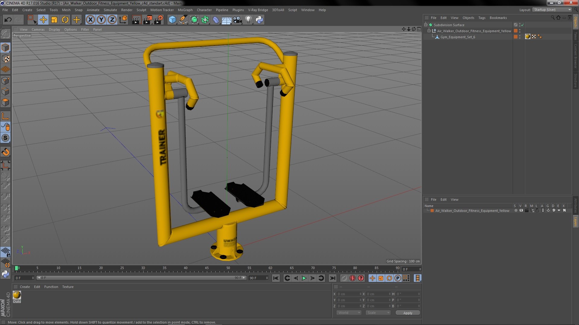 3D Air Walker Outdoor Fitness Equipment Yellow Model - TurboSquid 2046571