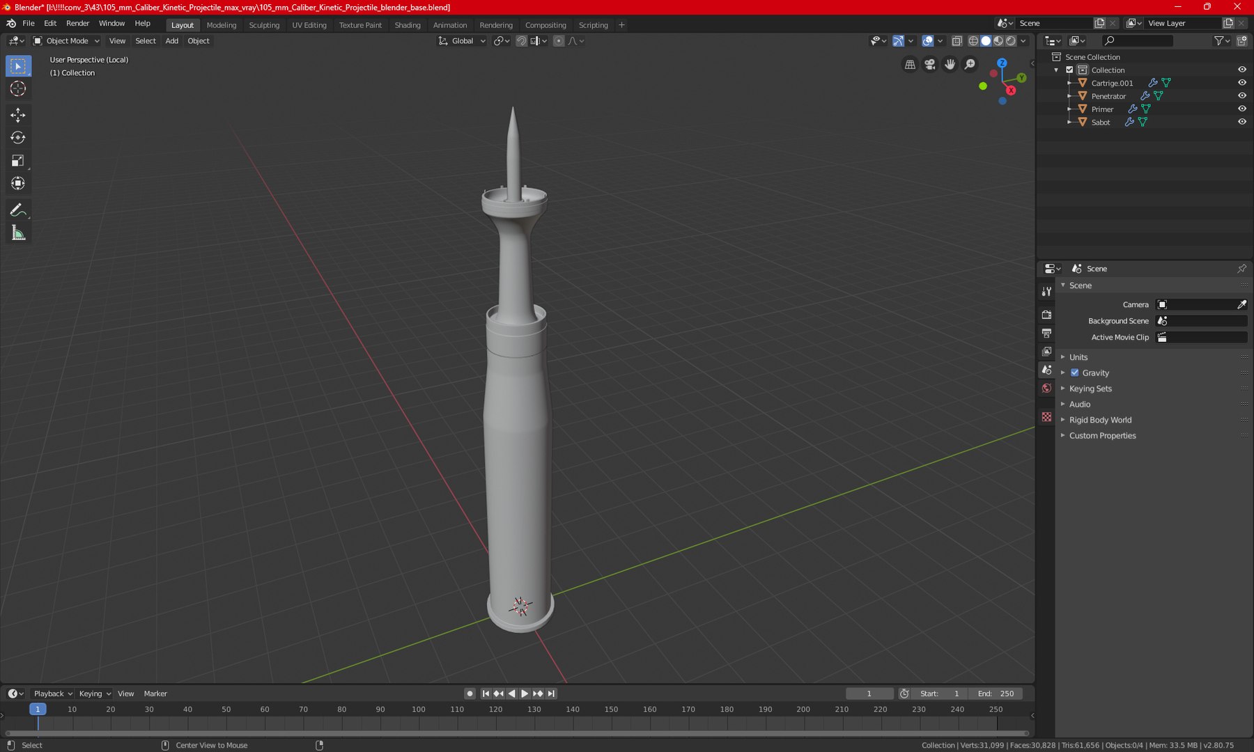 3D 105 Mm Caliber Kinetic Projectile - TurboSquid 2224903