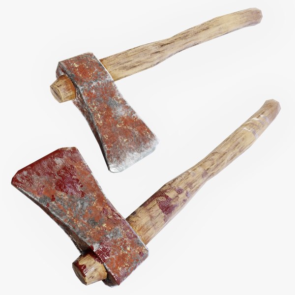 3D Rusty axe - Game Ready Low Poly and Bloody version model ...