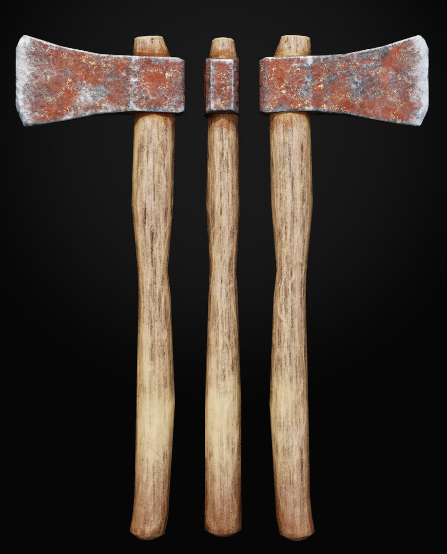 3D Rusty Axe - Game Ready Low Poly And Bloody Version Model ...