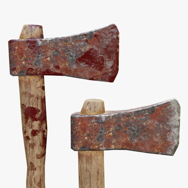 3D модель Rusty Axe — готовая к игре низкополигональная и кровавая ...