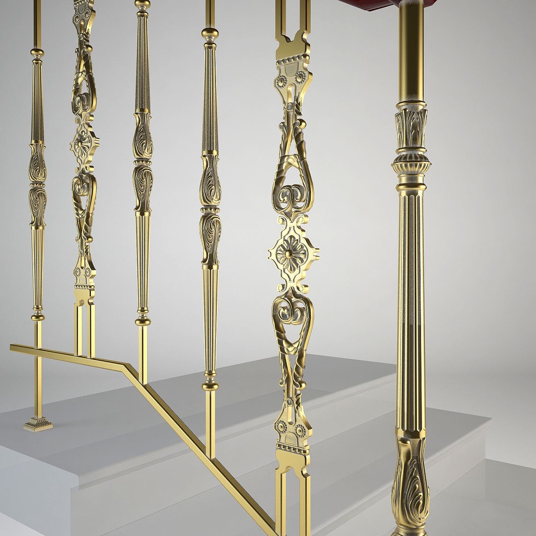 3ds Wrought Gold Stair Rails