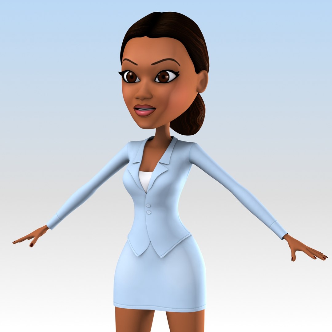 Afro-american Cartoon Girl Woman 3d Model