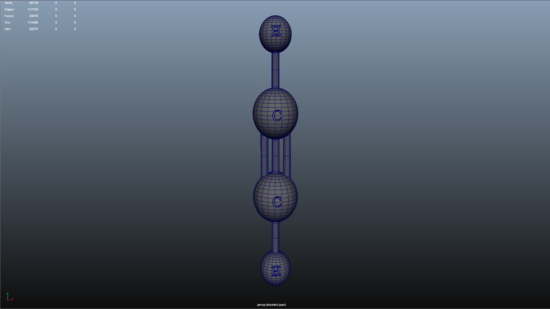 C2H2 Structure 3D Model - TurboSquid 2215837