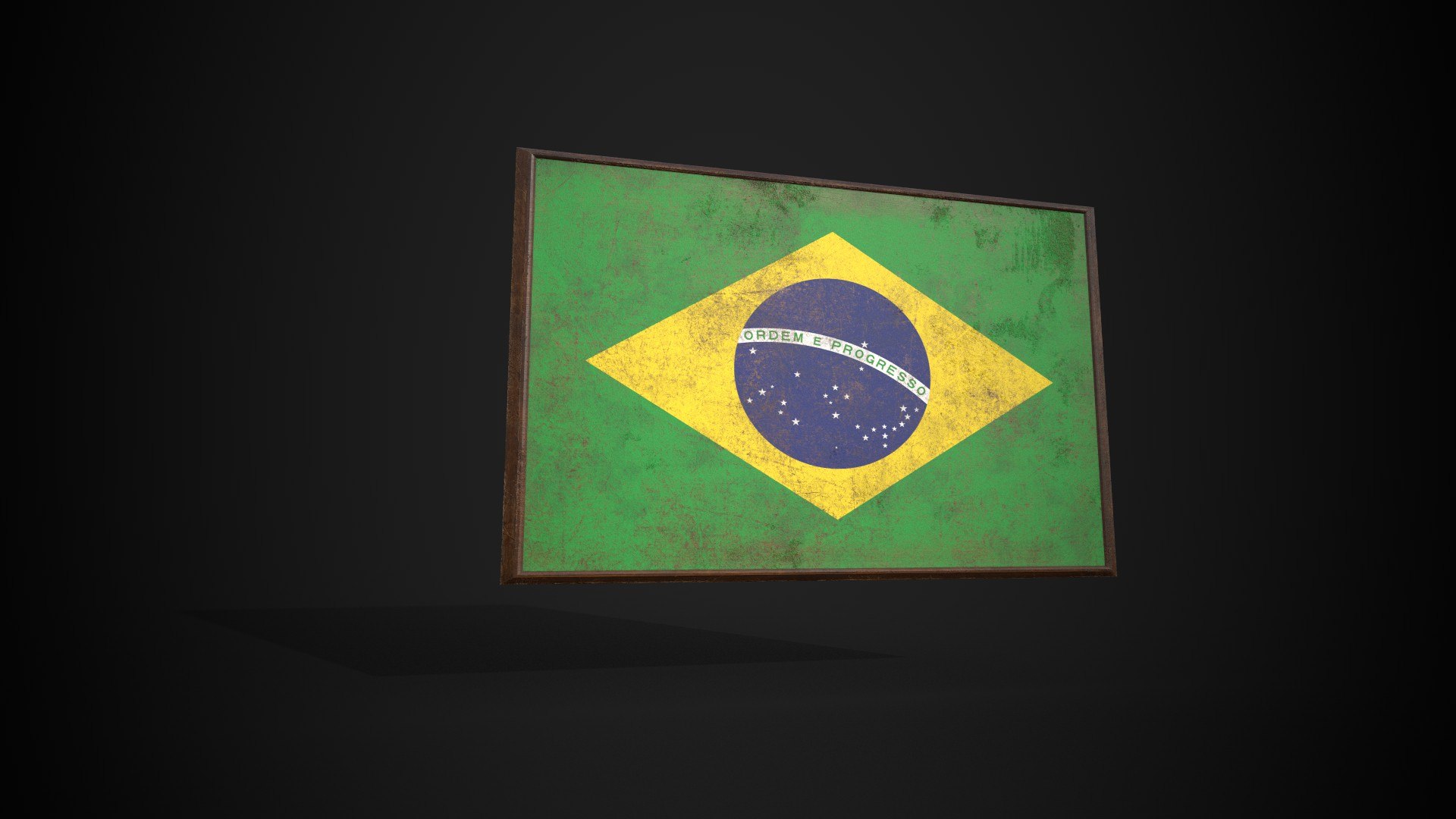 Old Picture Frame With Brazil Flag - Game Ready PBR Low-poly 3D Model ...