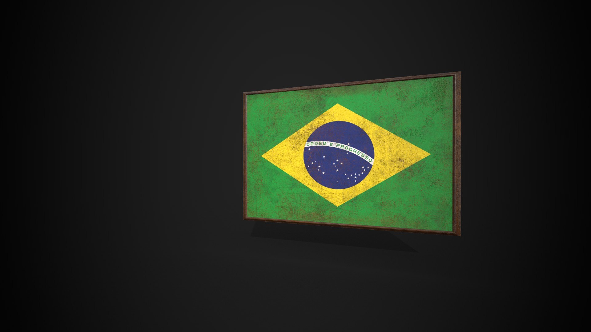 Old Picture Frame With Brazil Flag - Game Ready PBR Low-poly 3D Model ...