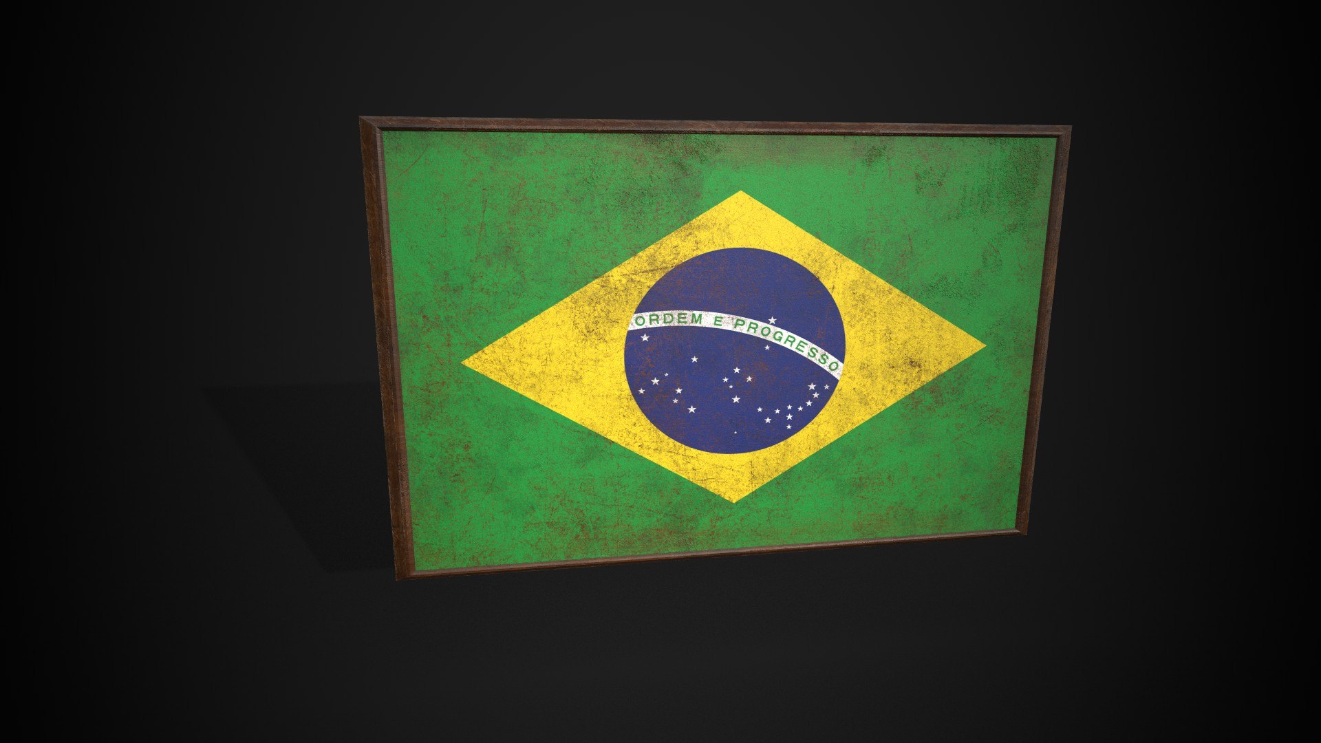 Old Picture Frame With Brazil Flag - Game Ready PBR Low-poly 3D Model ...