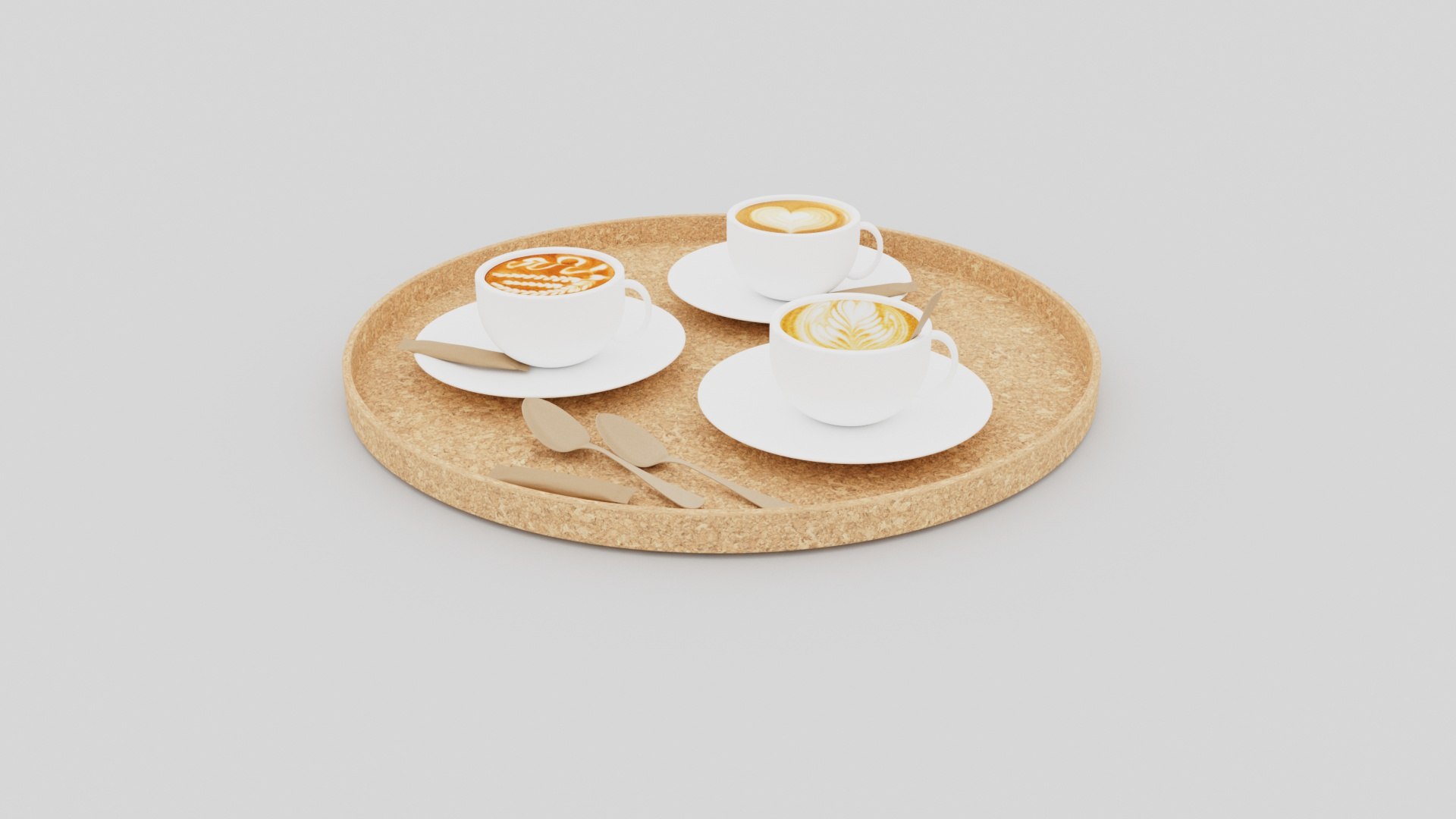 Cafe Coffees On A Tray With Simple Drag And Drop Coffee Textures - 3D ...