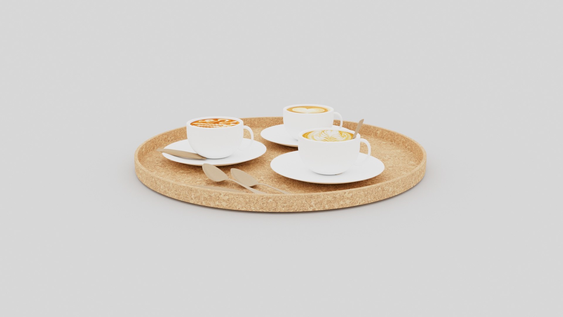 Cafe Coffees On A Tray With Simple Drag And Drop Coffee Textures - 3D ...