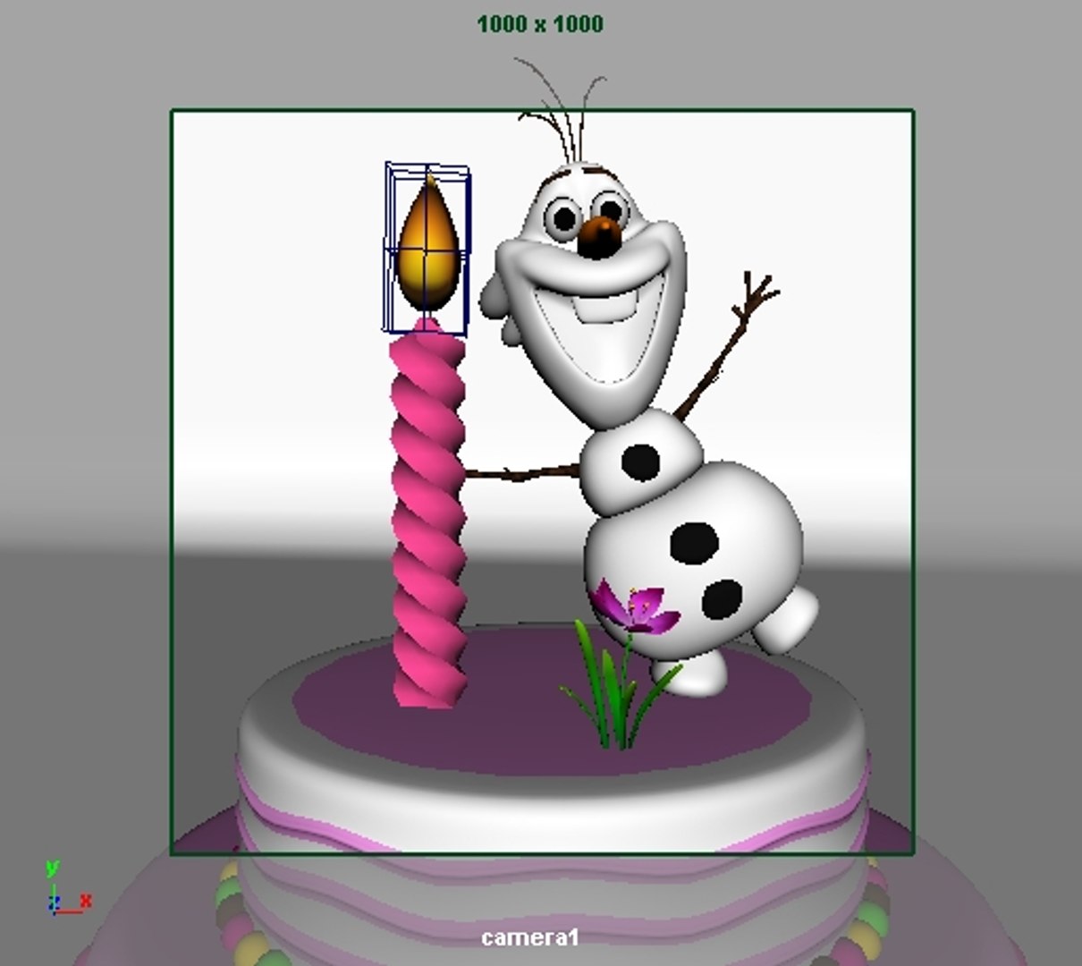 3D Birthday Cake Frozen Snow Man - TurboSquid 1345267