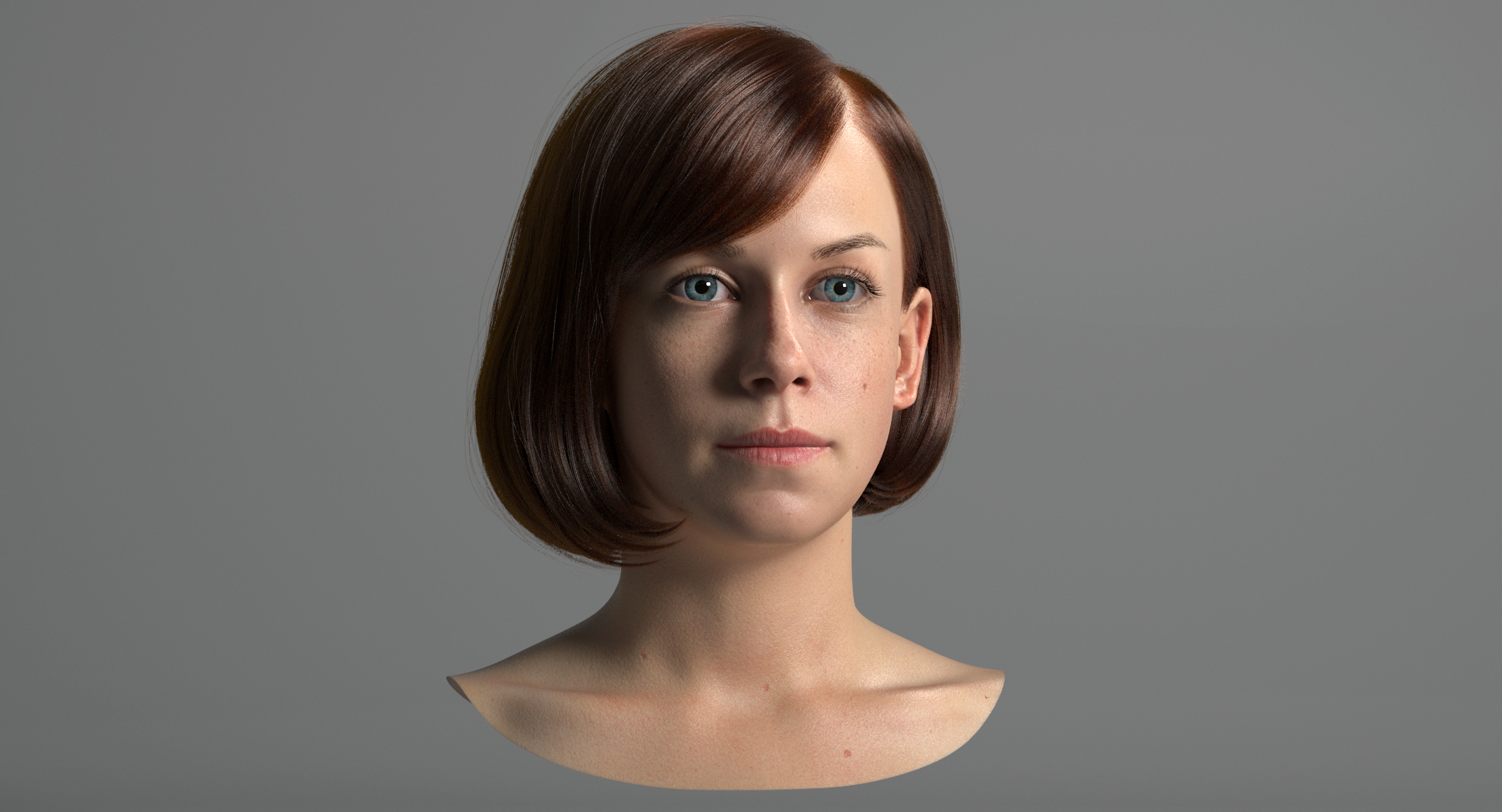 3D Rhea Female Head with Hair model - TurboSquid 1749118