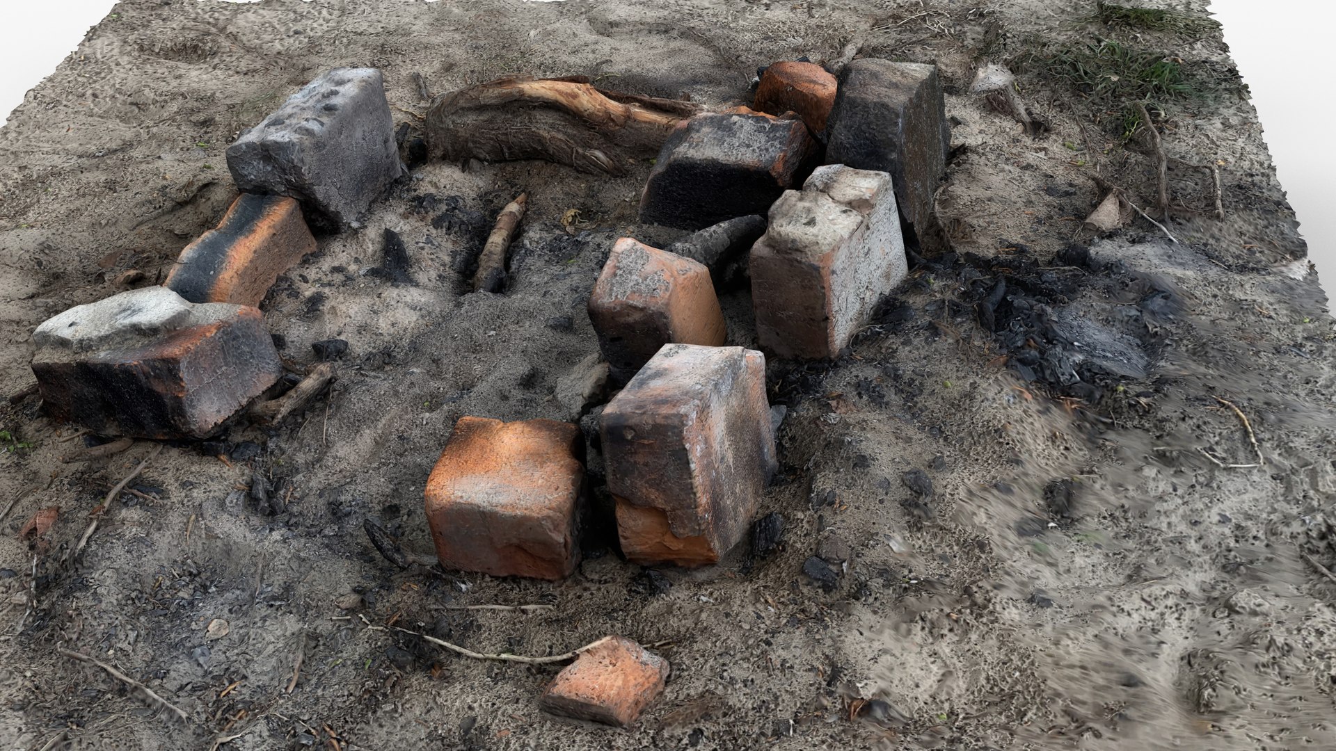 Abandoned Campfire Pit With Burnt Wood And Bricks Scan 3D Model - TurboSquid 2406993