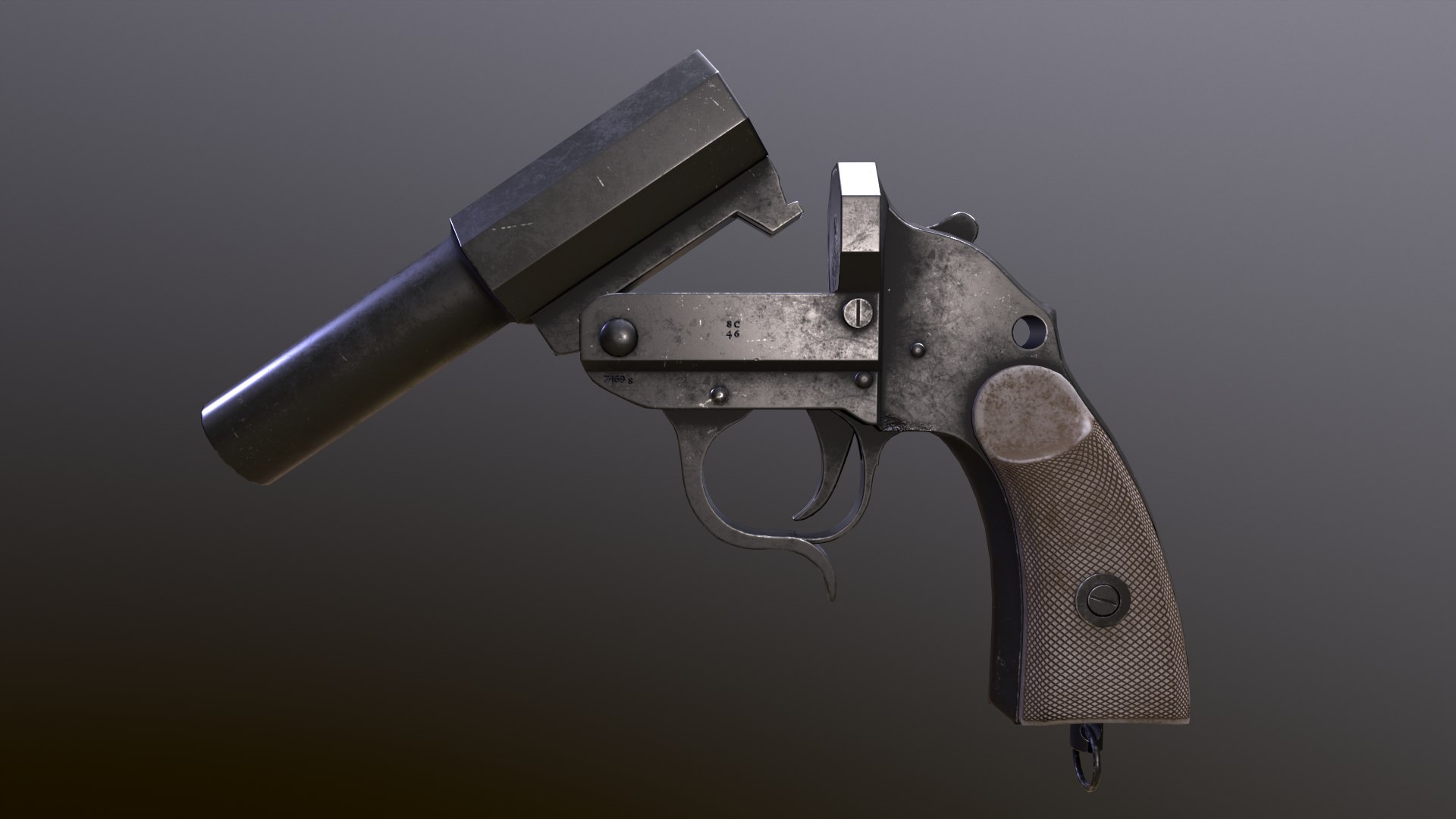 3D LP34 Flare Gun - Leuchtpistole 34 Low-poly 3D Model Model ...