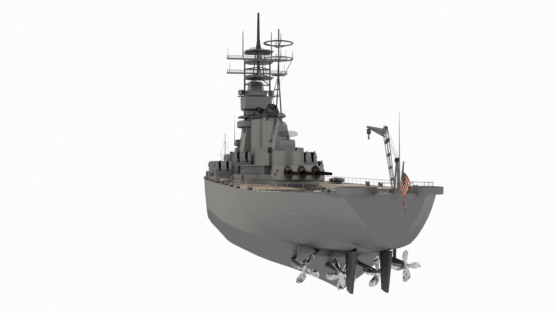 3D Uss Wisconsin Battleship Ship - TurboSquid 1215970