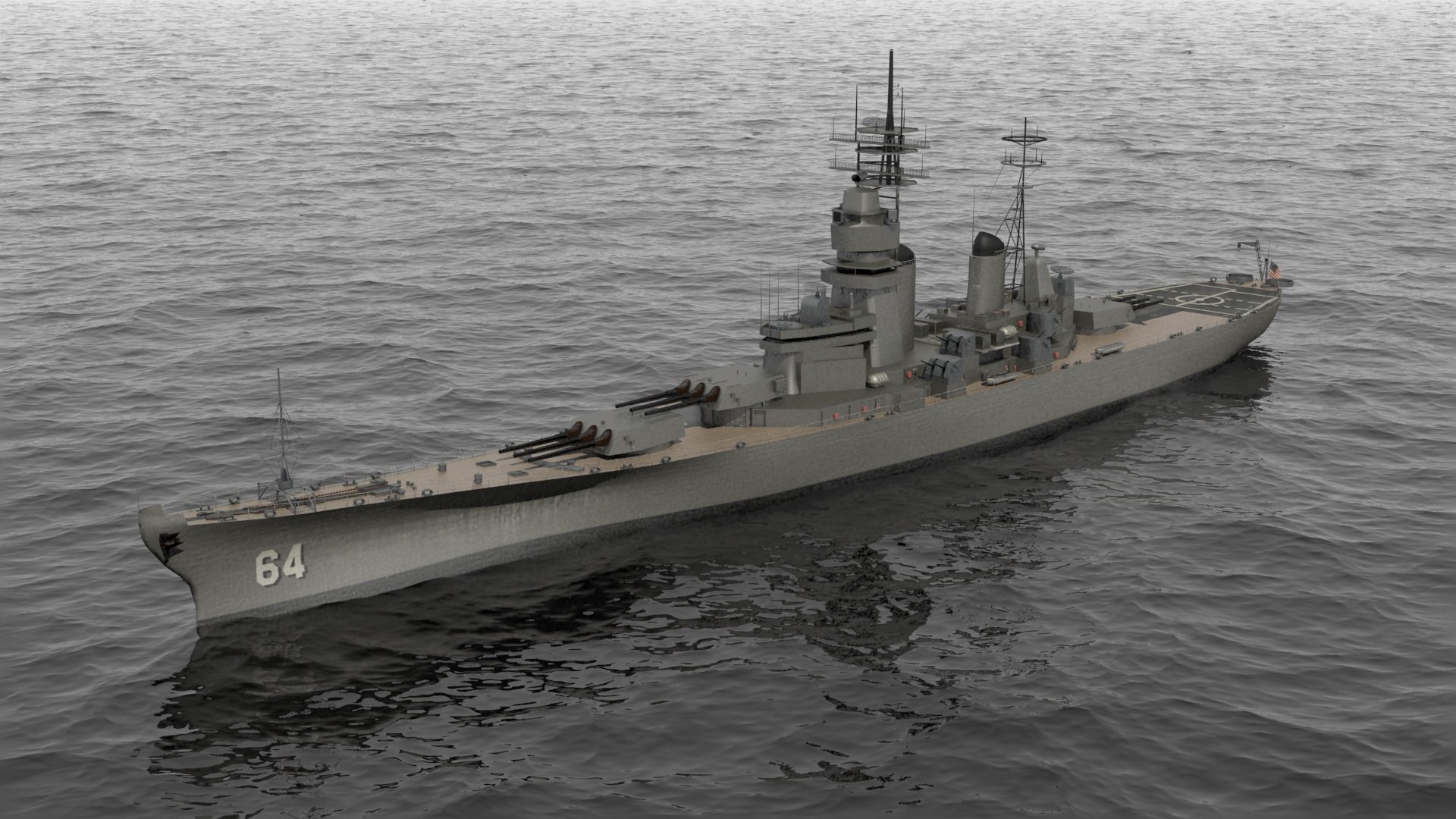 3D Uss Wisconsin Battleship Ship - TurboSquid 1215970