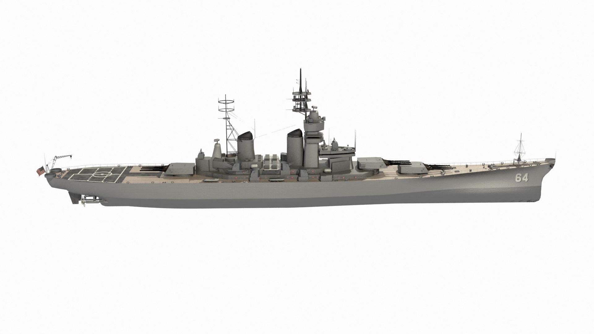 3D Uss Wisconsin Battleship Ship - TurboSquid 1215970