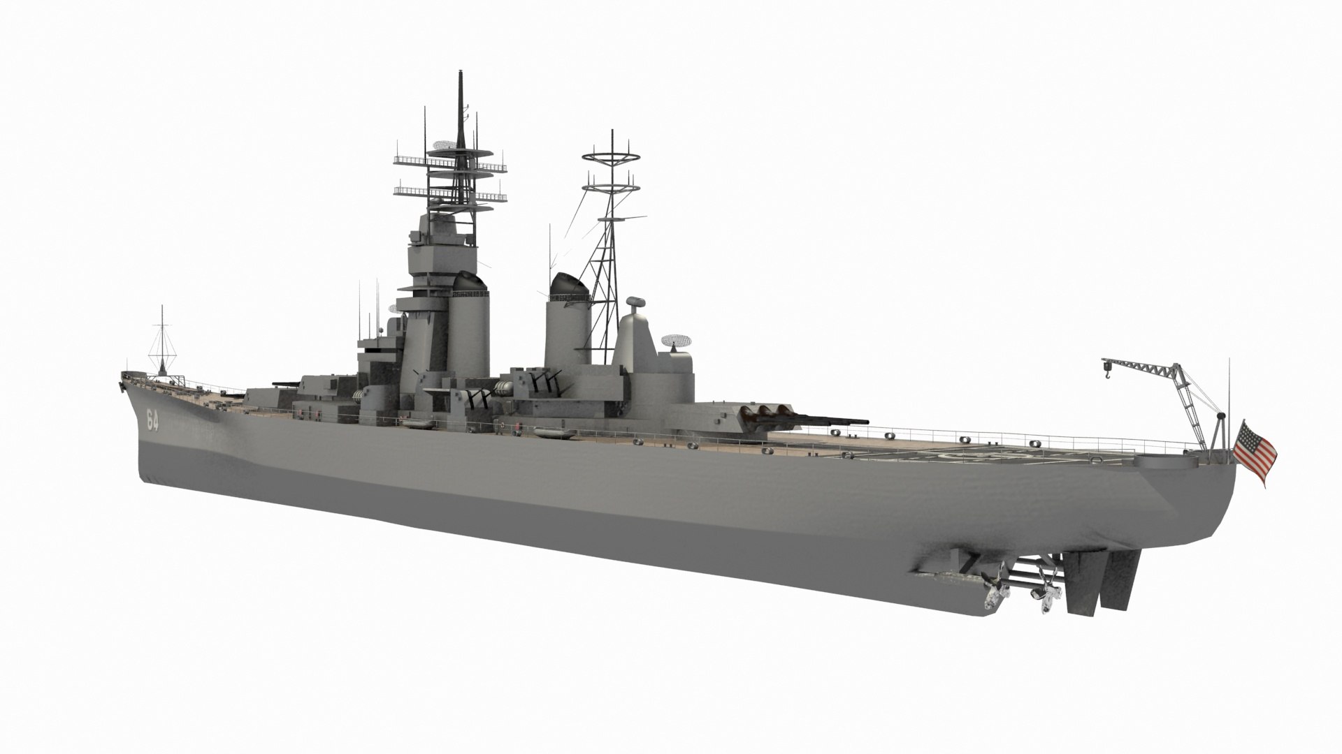 3D Uss Wisconsin Battleship Ship - TurboSquid 1215970