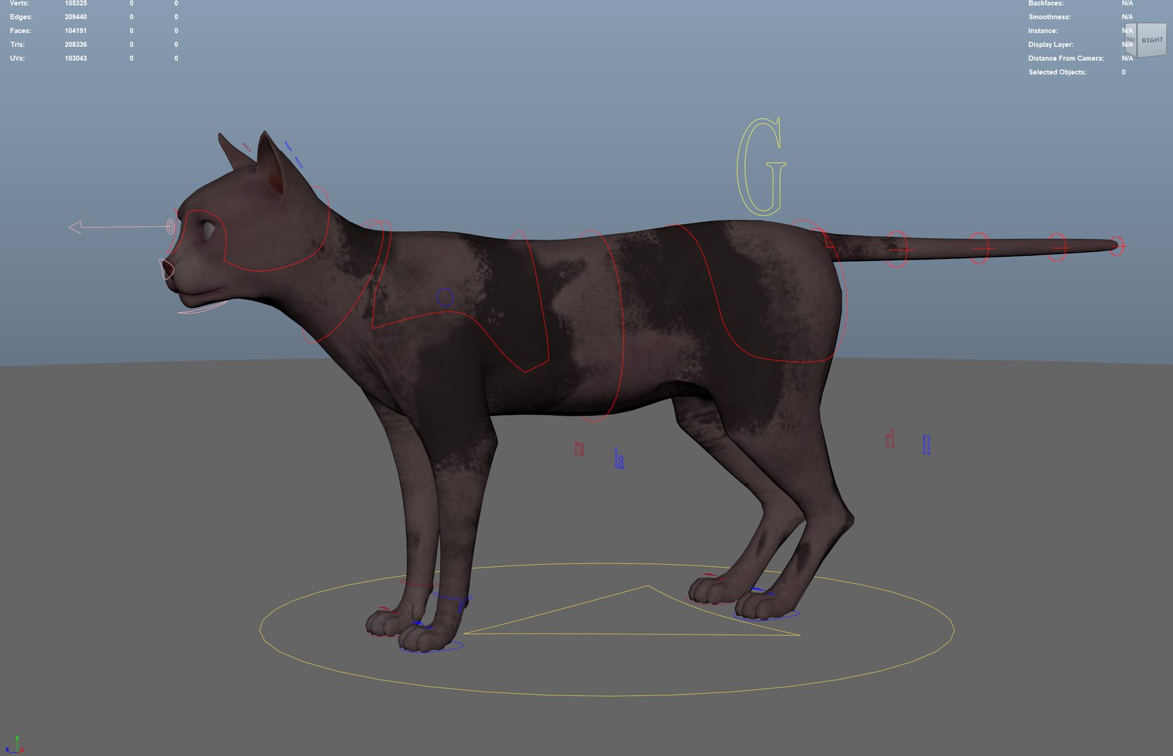 3D The Cat Advanced Maya Muscle Rig Model - TurboSquid 2370429