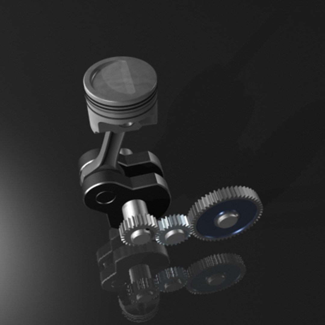 3d Piston Gears Animate Crank