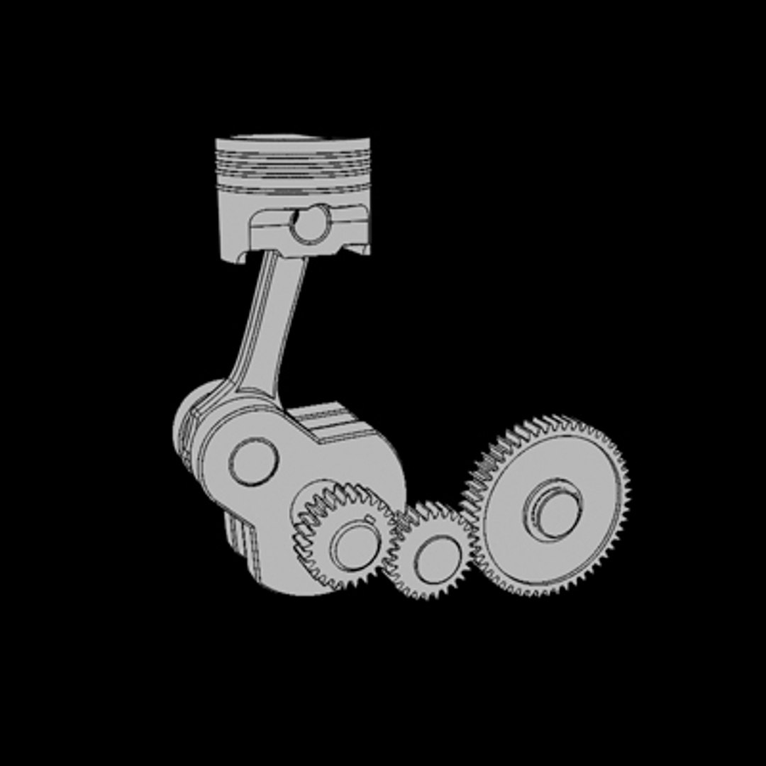 3d Piston Gears Animate Crank