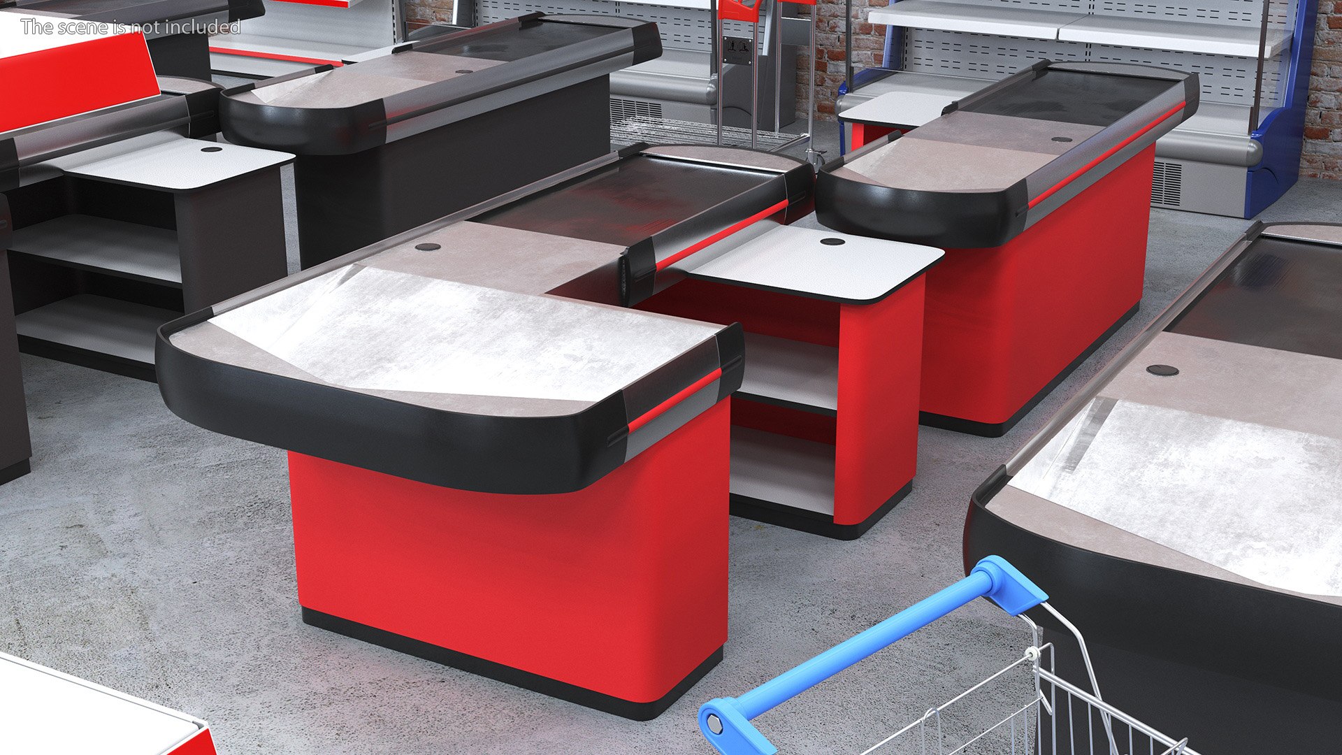 Modern Retail Checkout Counters Set Red Rigged 3D - TurboSquid 2182967