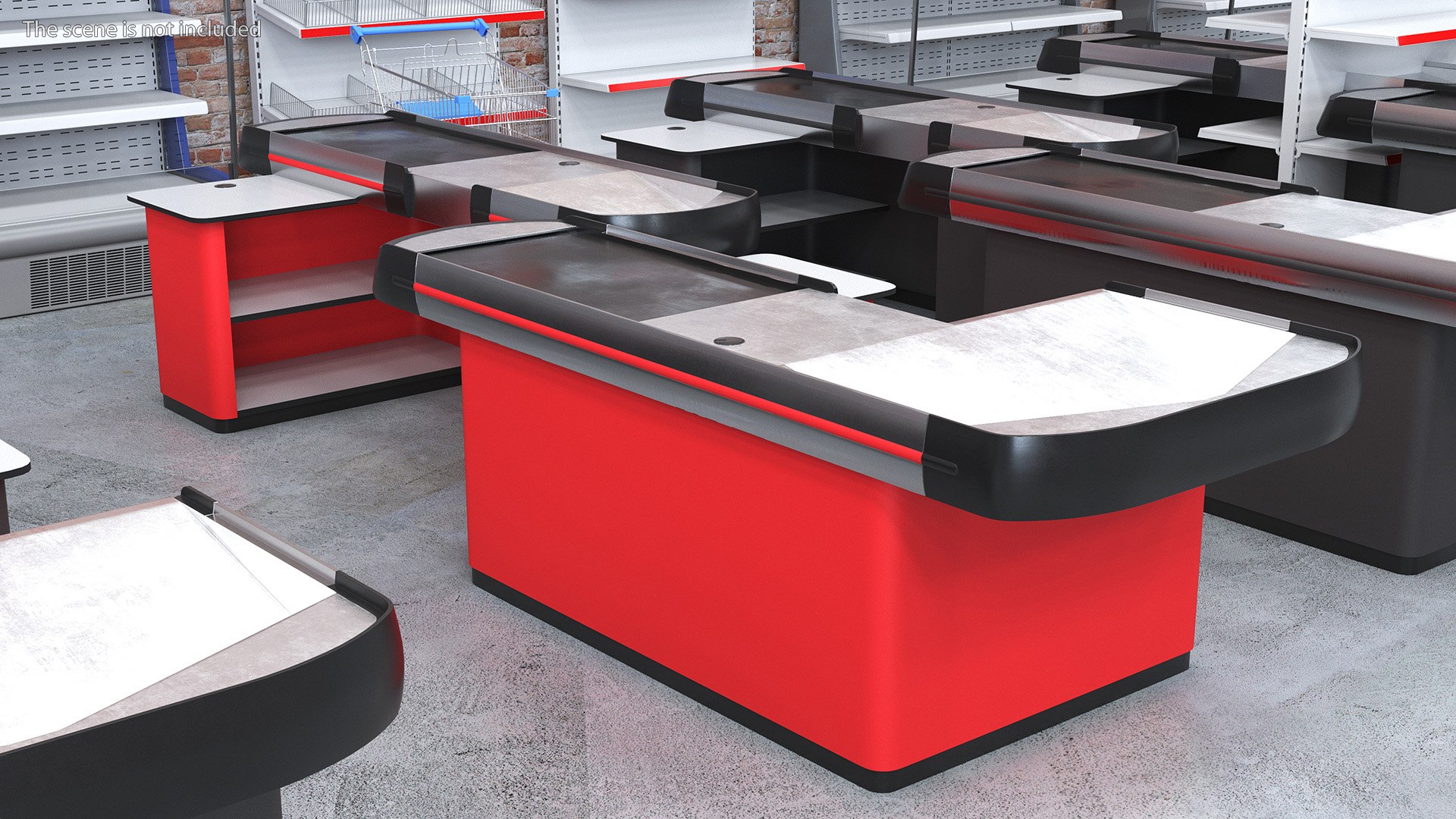 Modern Retail Checkout Counters Set Red Rigged 3D - TurboSquid 2182967