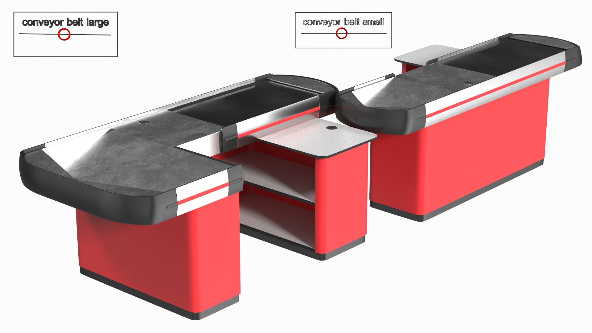Modern Retail Checkout Counters Set Red Rigged 3D - TurboSquid 2182967