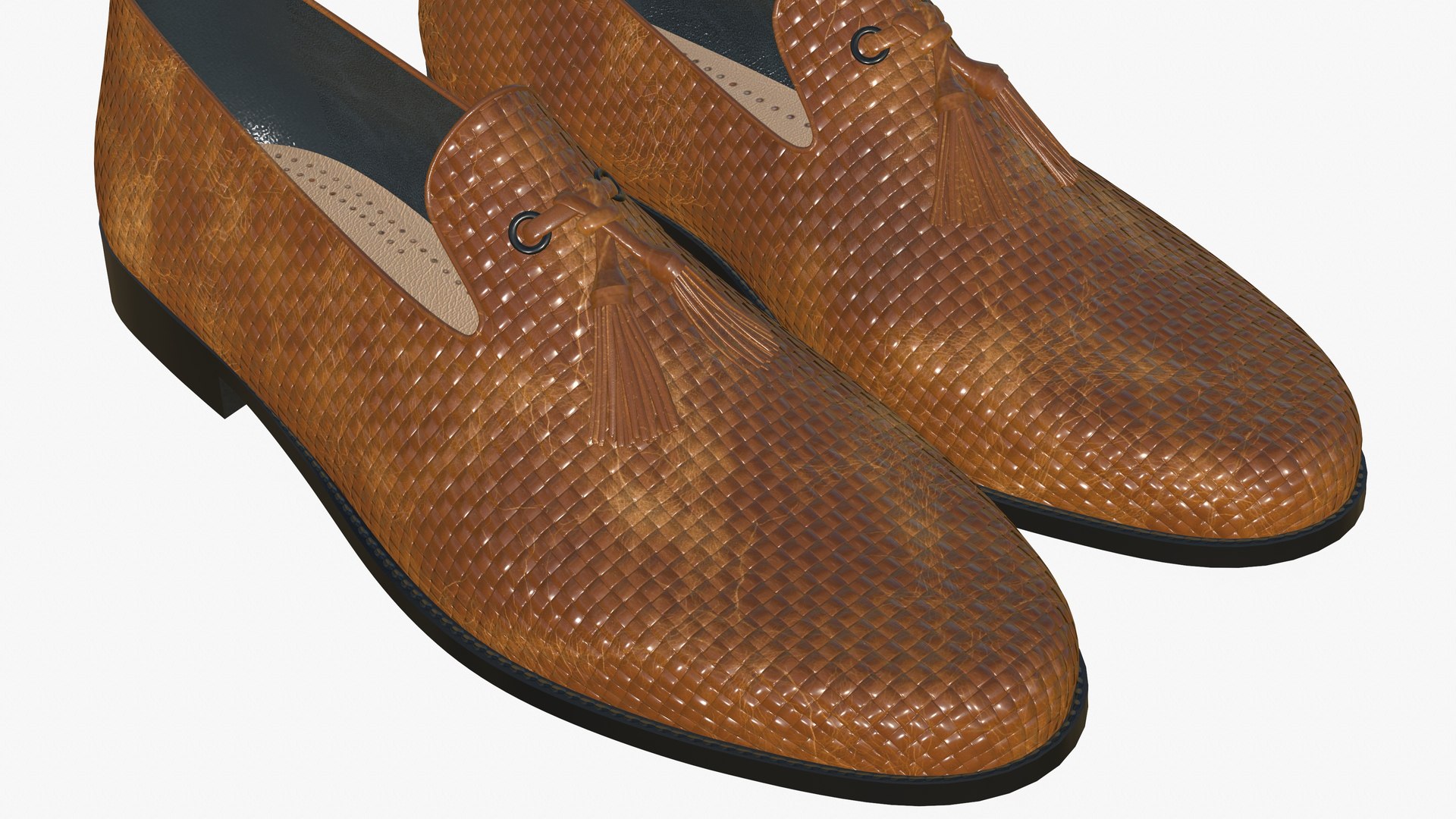 3D Realistic Weave Leather Shoes Yellow - TurboSquid 1934412