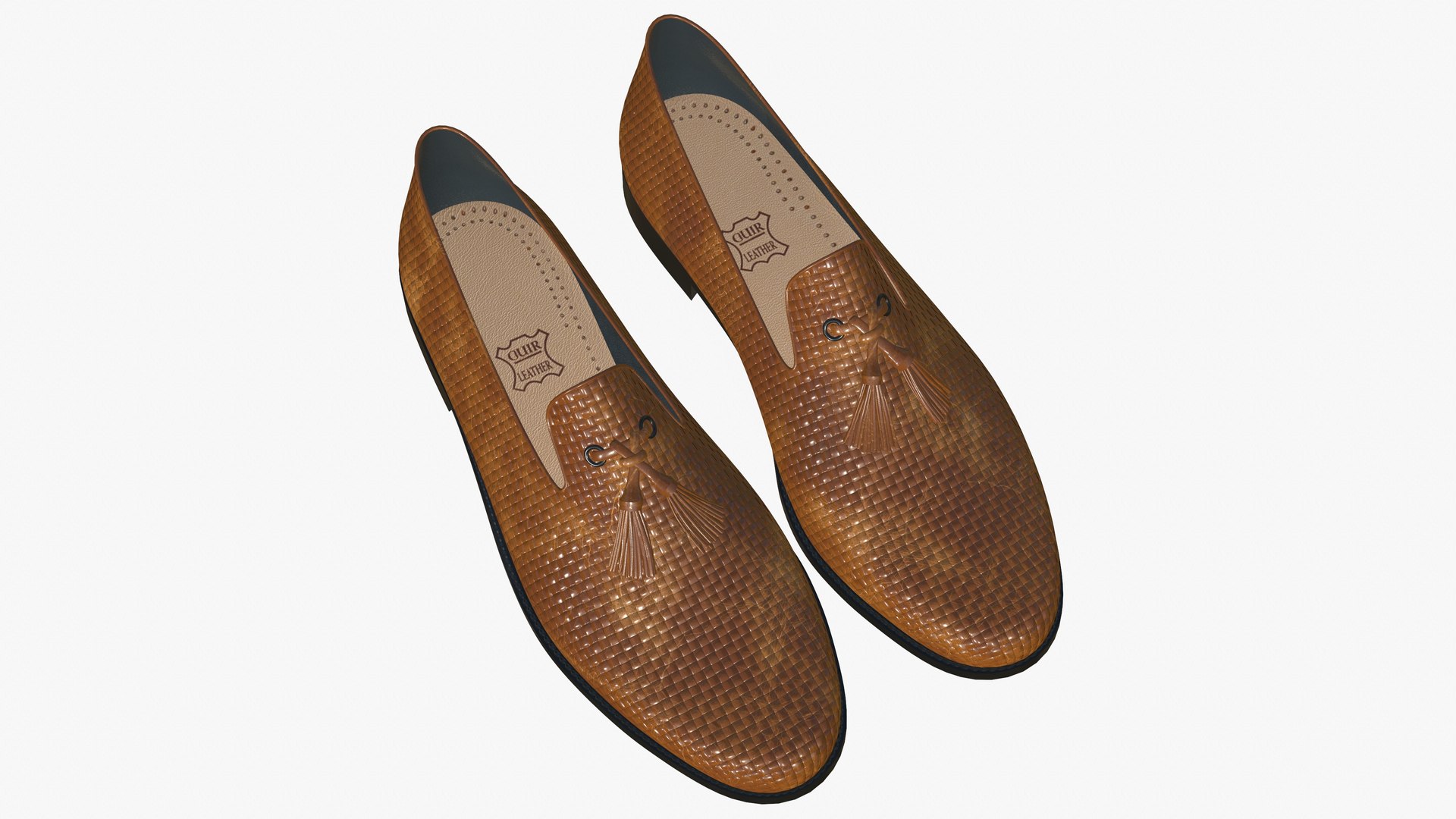 3D Realistic Weave Leather Shoes Yellow - TurboSquid 1934412