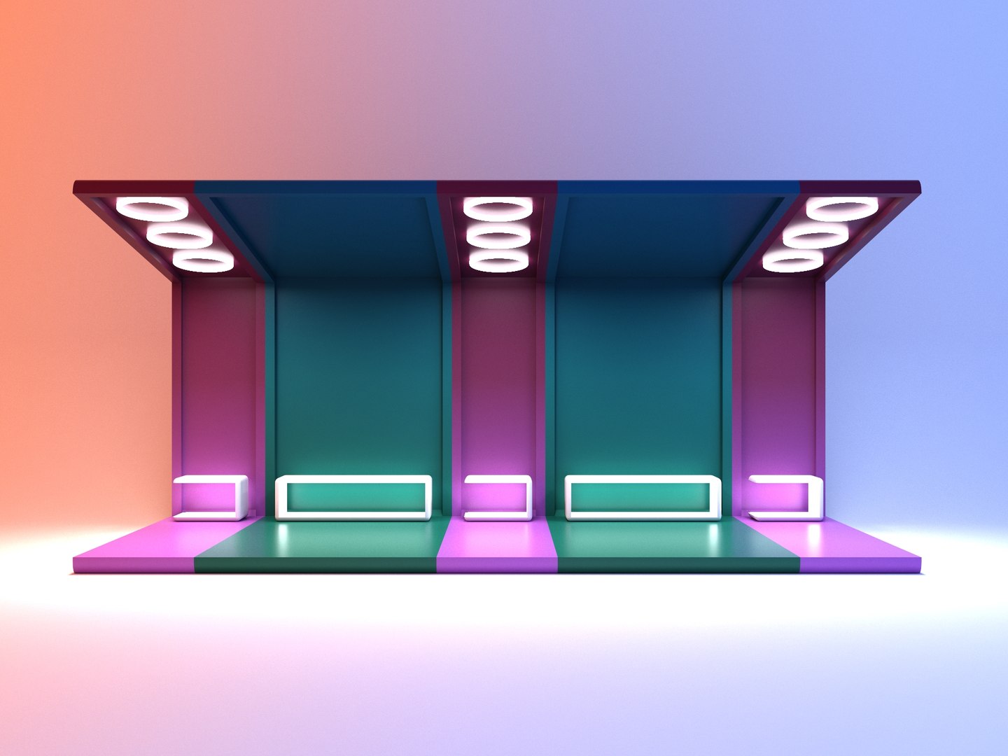 3D Futuristic Mix Color Bus Stop With Light Model - TurboSquid 1905197