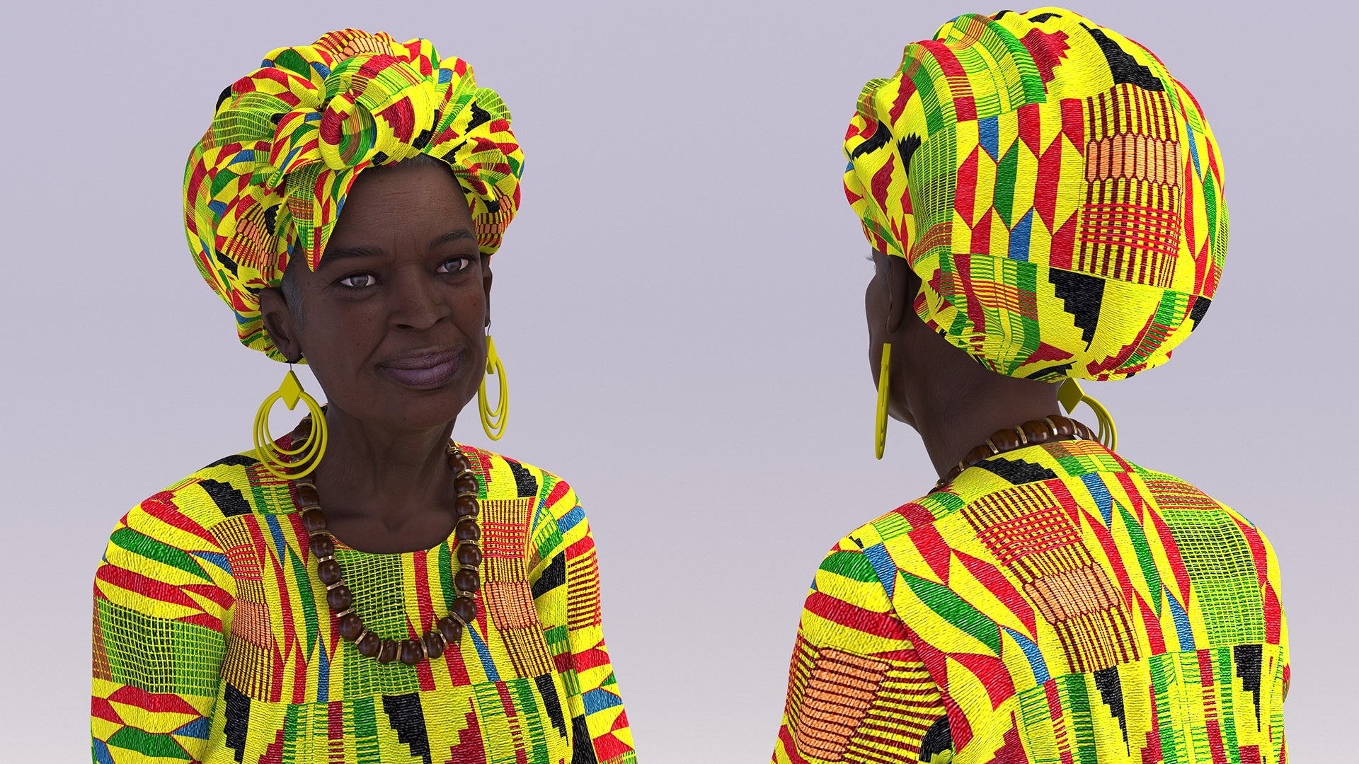 3D African Woman Wearing Traditional Clothes Sitting Pose model ...