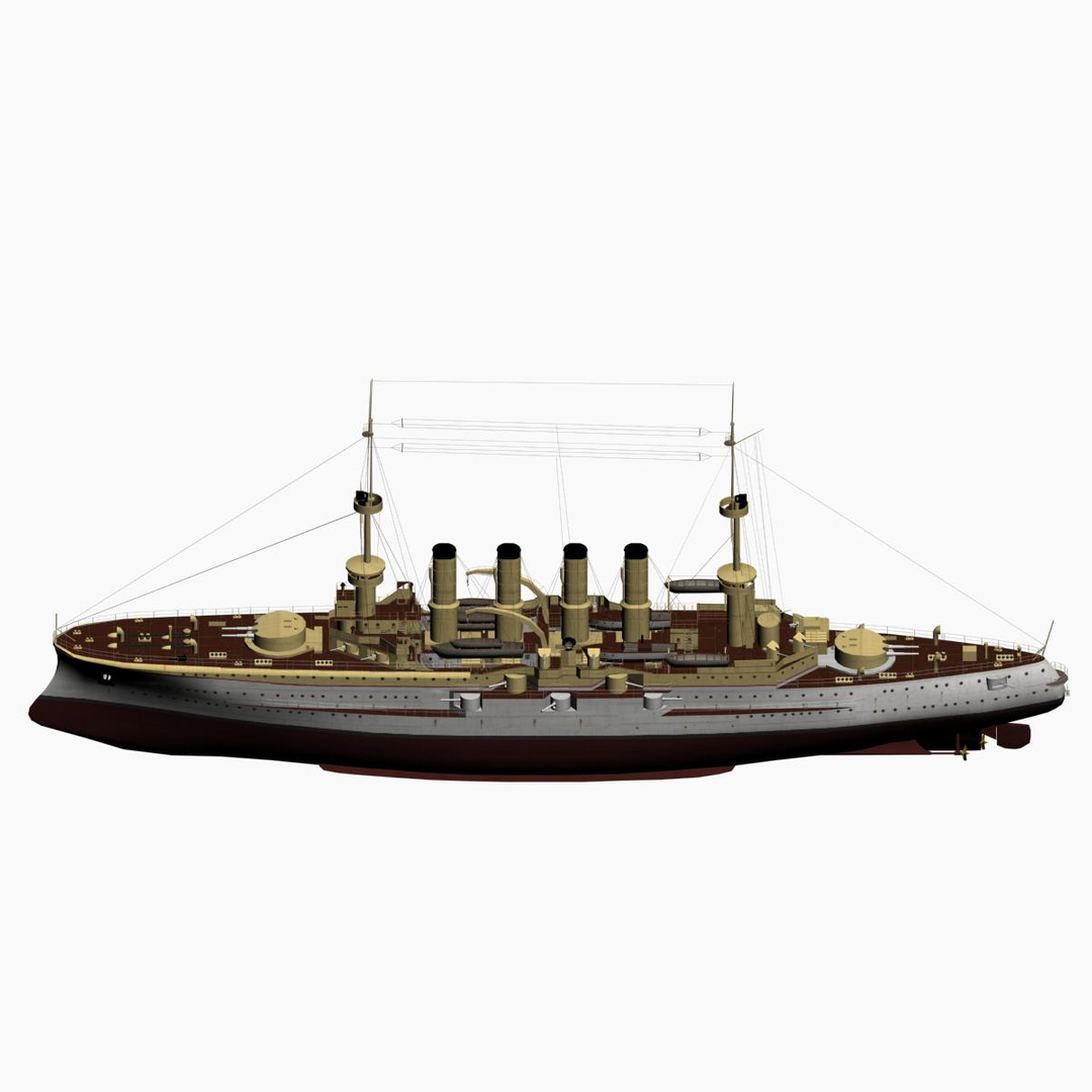 Armored Cruiser Roon Class 3d Model