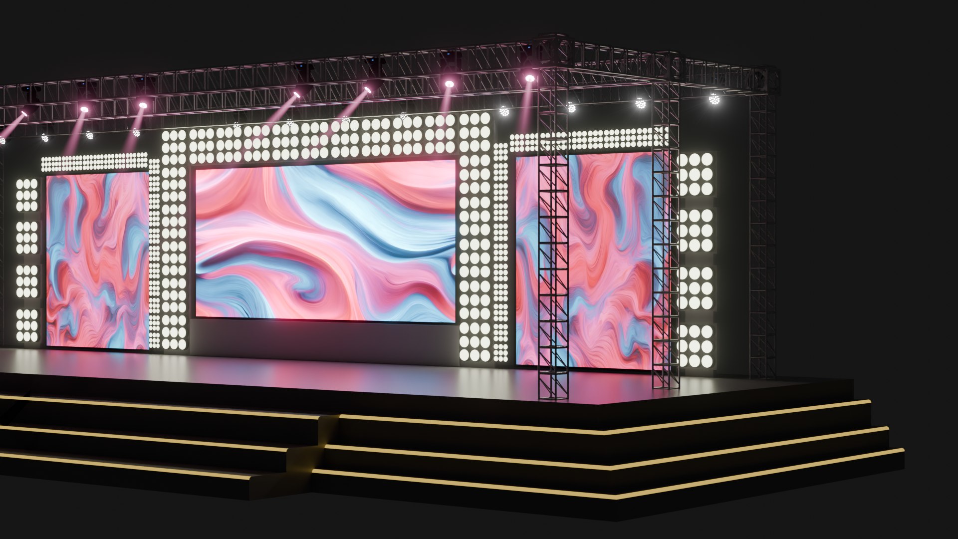 Entertainment Concert Event Stage 3D Model With Lights Setup 3D Model ...