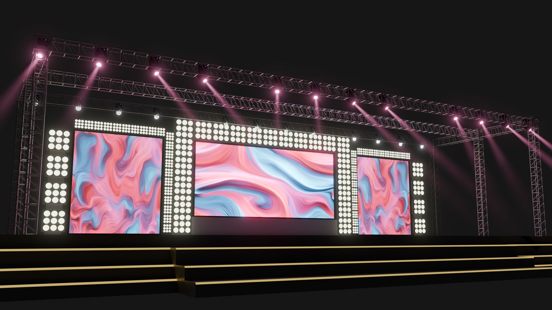 Entertainment Concert Event Stage 3D Model With Lights Setup 3D Model ...