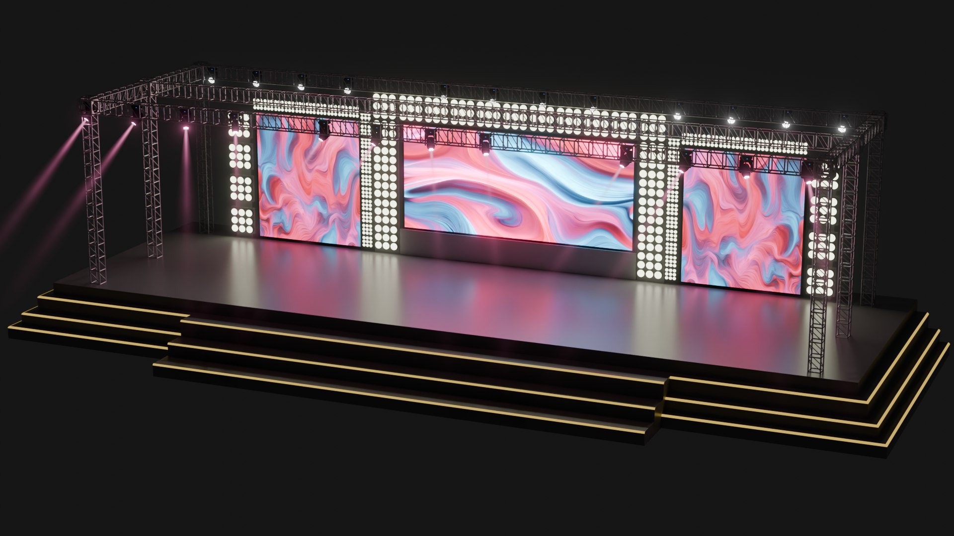 Entertainment Concert Event Stage 3D Model With Lights Setup 3D Model ...