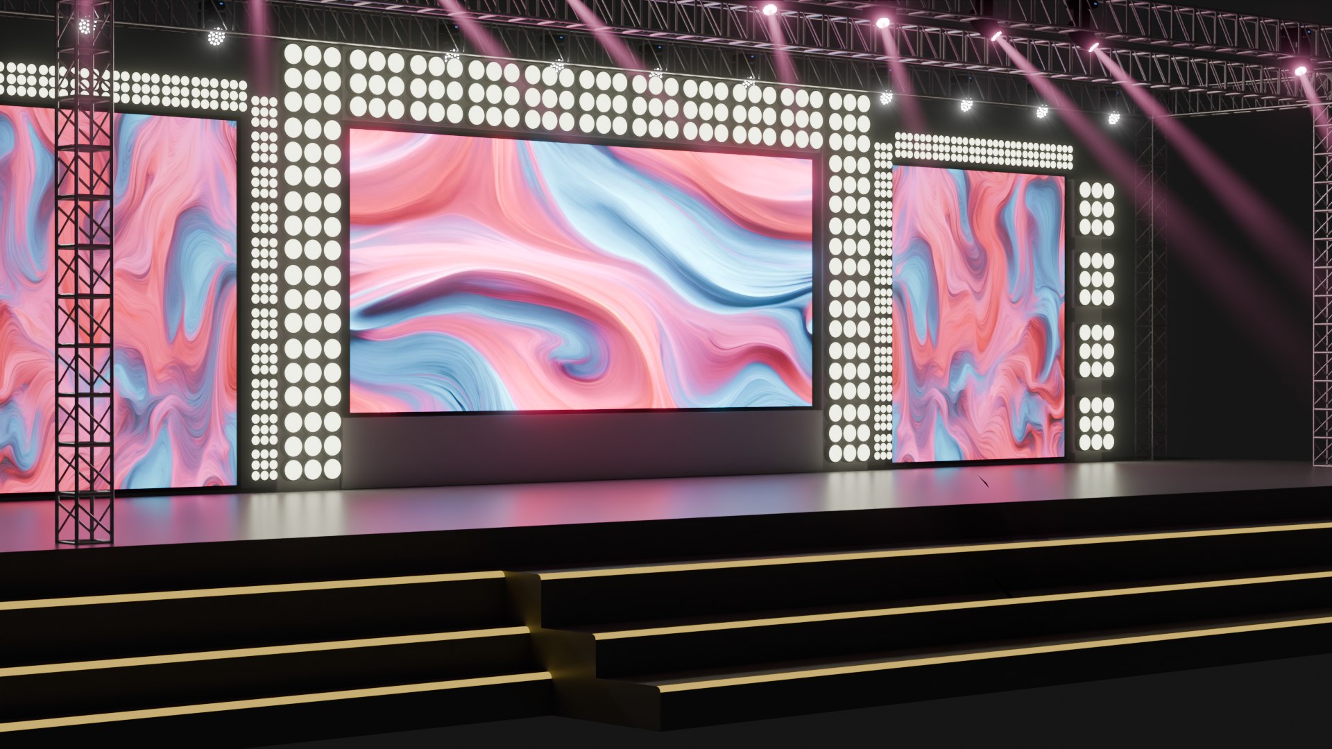 Entertainment Concert Event Stage 3D Model With Lights Setup 3D Model ...