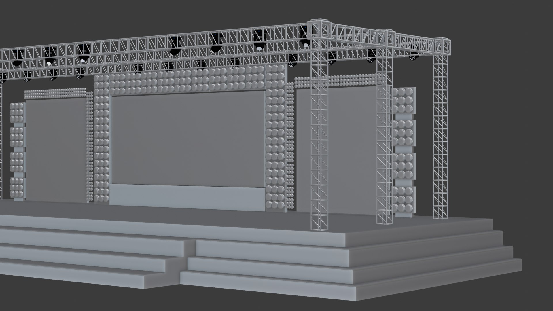 Entertainment Concert Event Stage 3D Model With Lights Setup 3D Model ...