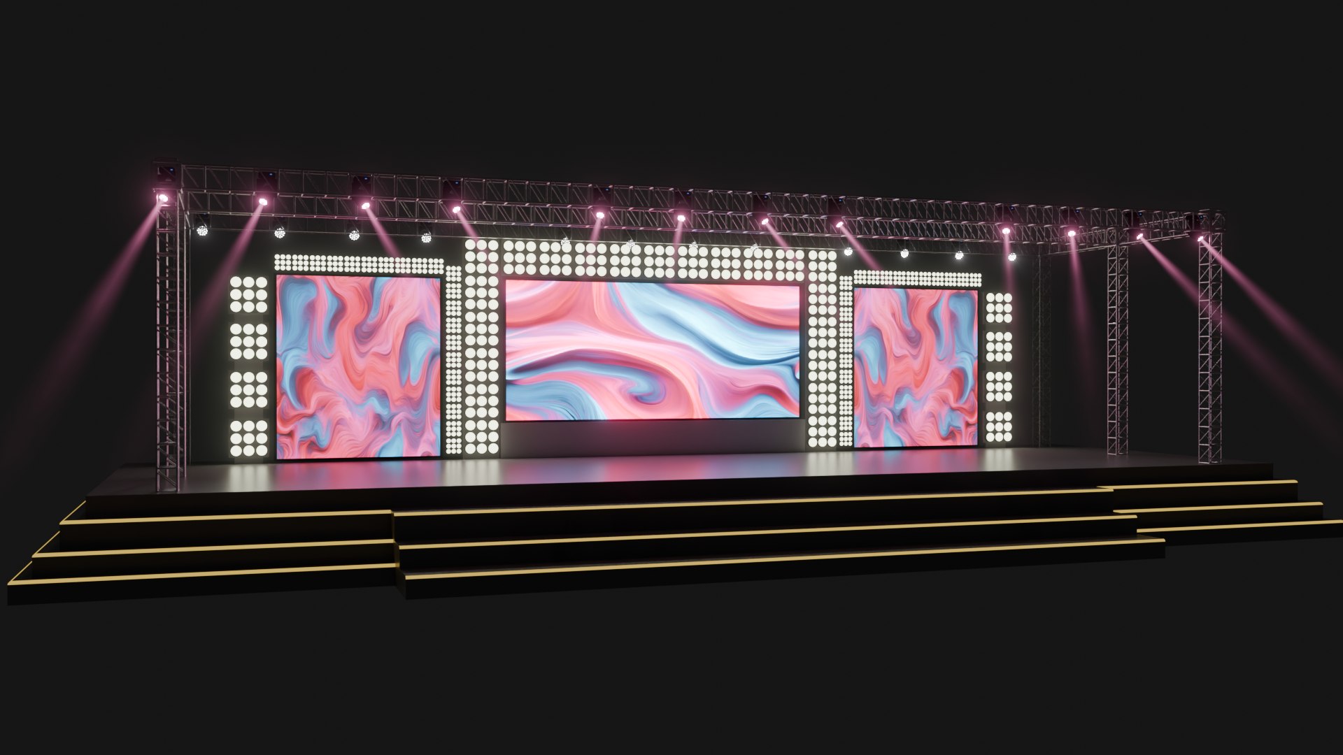 Entertainment Concert Event Stage 3D Model With Lights Setup 3D Model ...