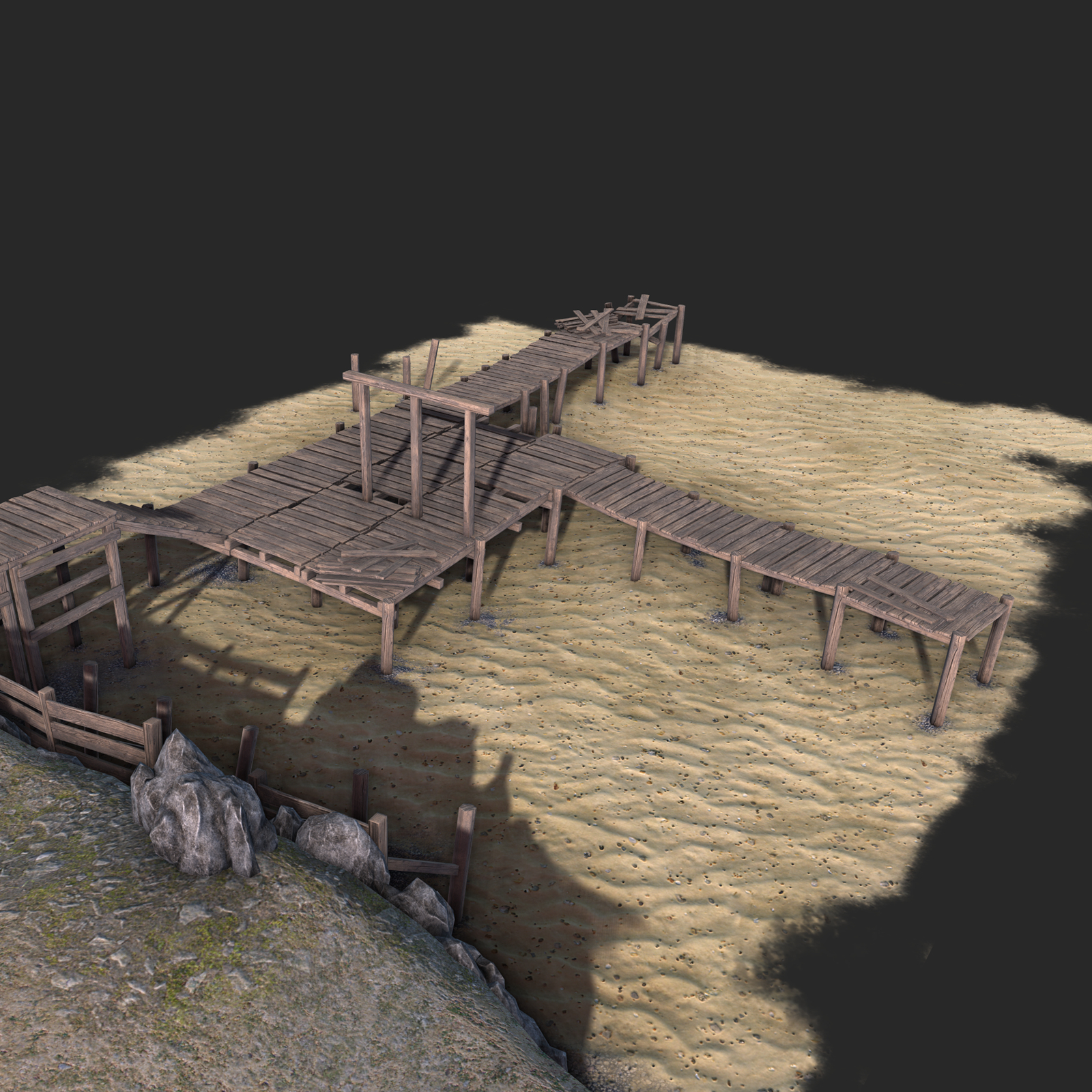 wooden pier 3d model