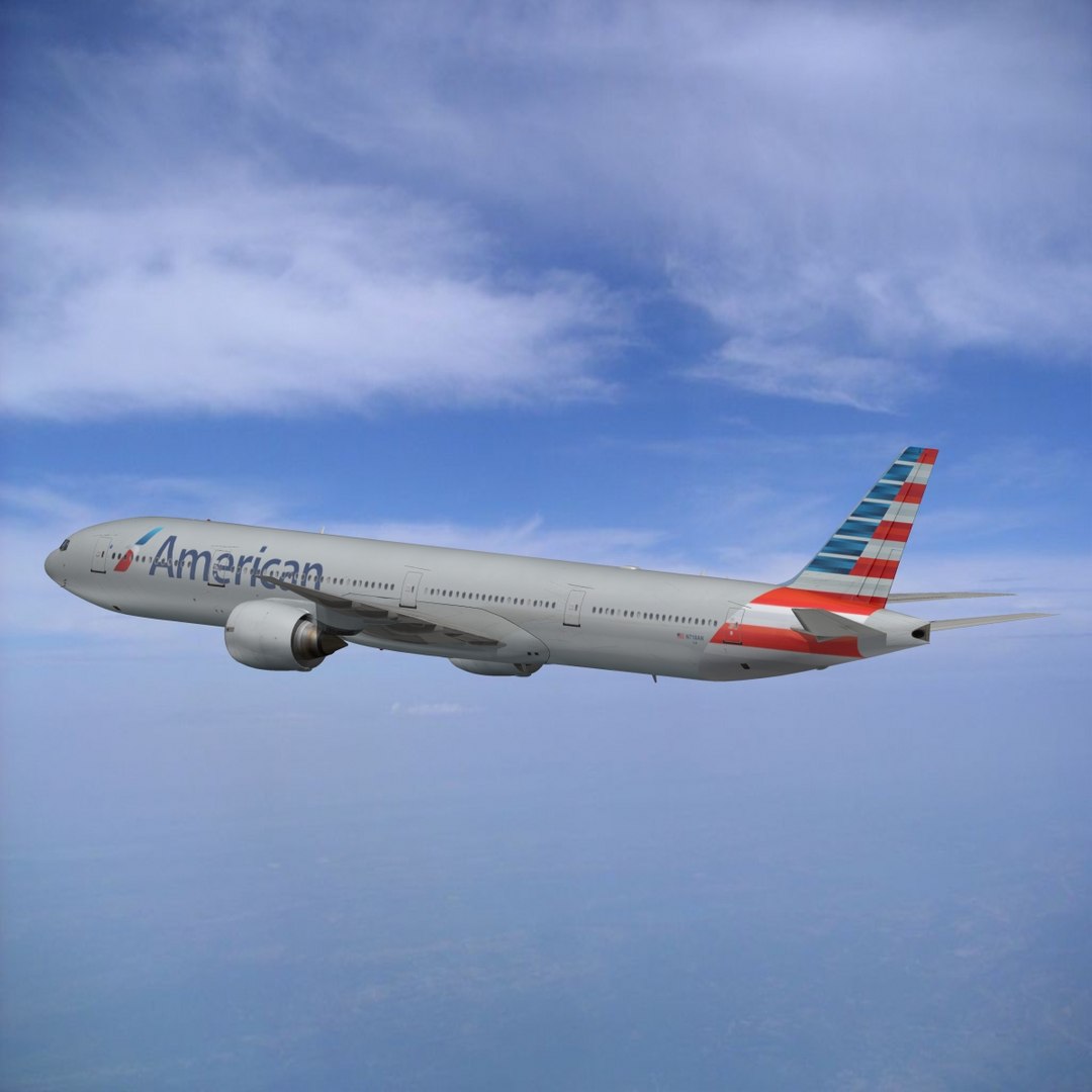 Boeing 777-300er Aircraft Landing 3d 3ds