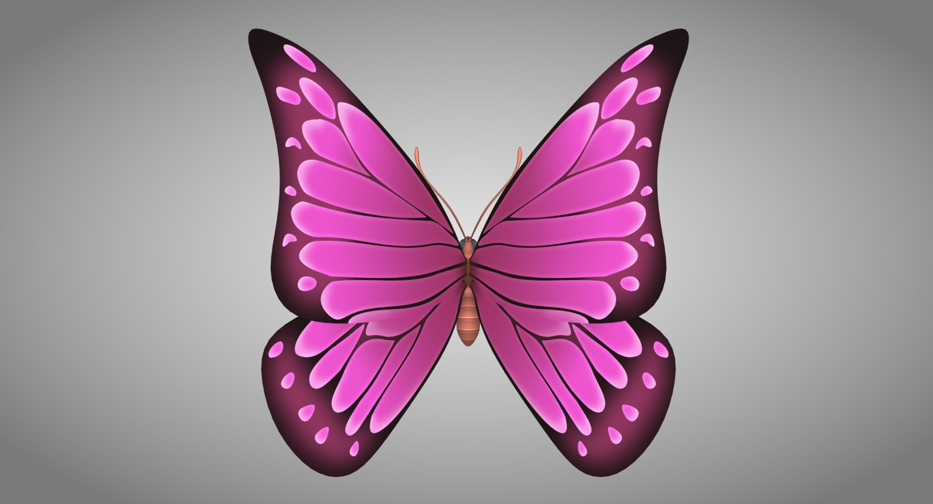 Beautiful Butterfly Cartoon Obj