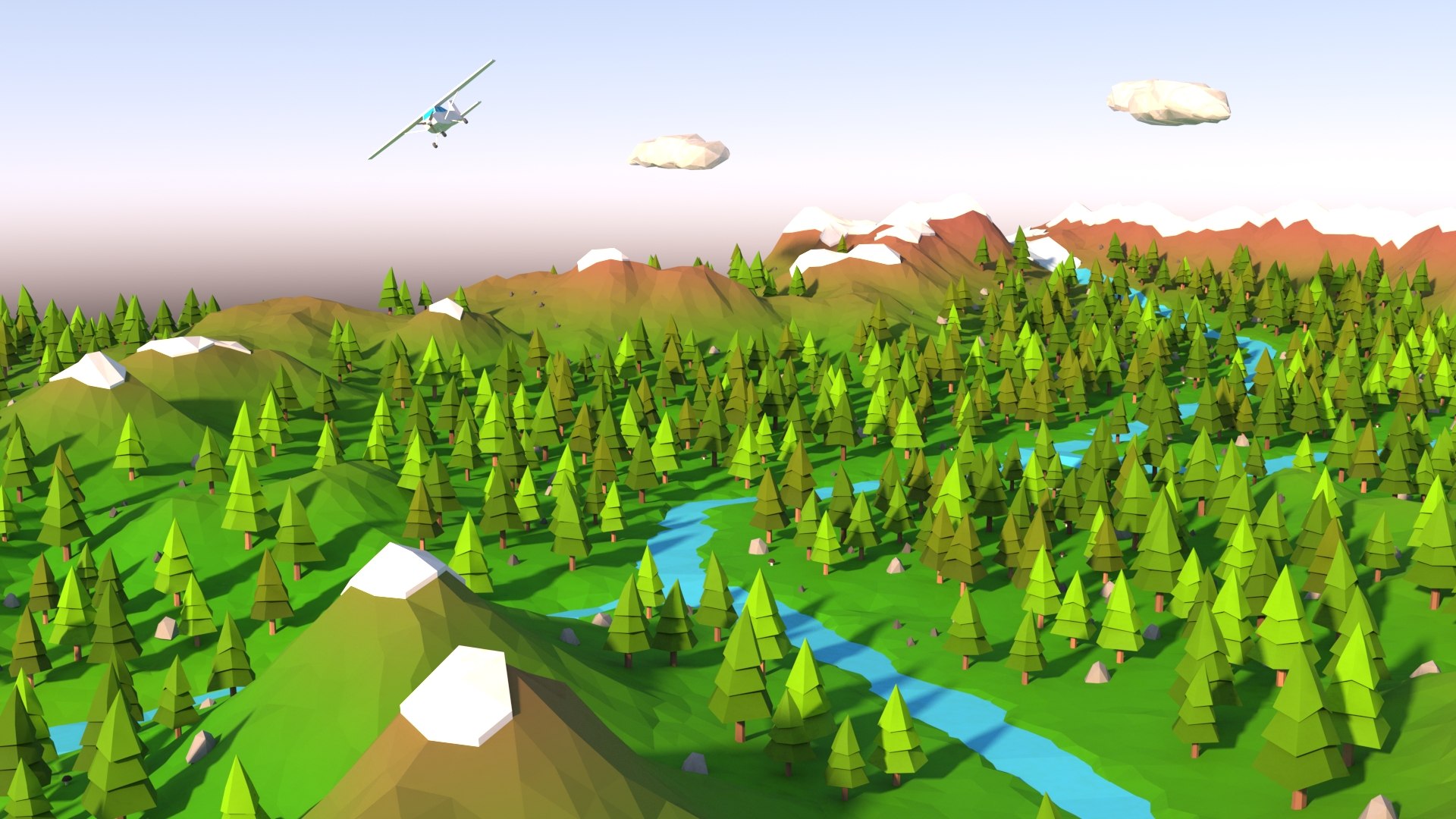 Large landscape scene with trees 3D - TurboSquid 1805108