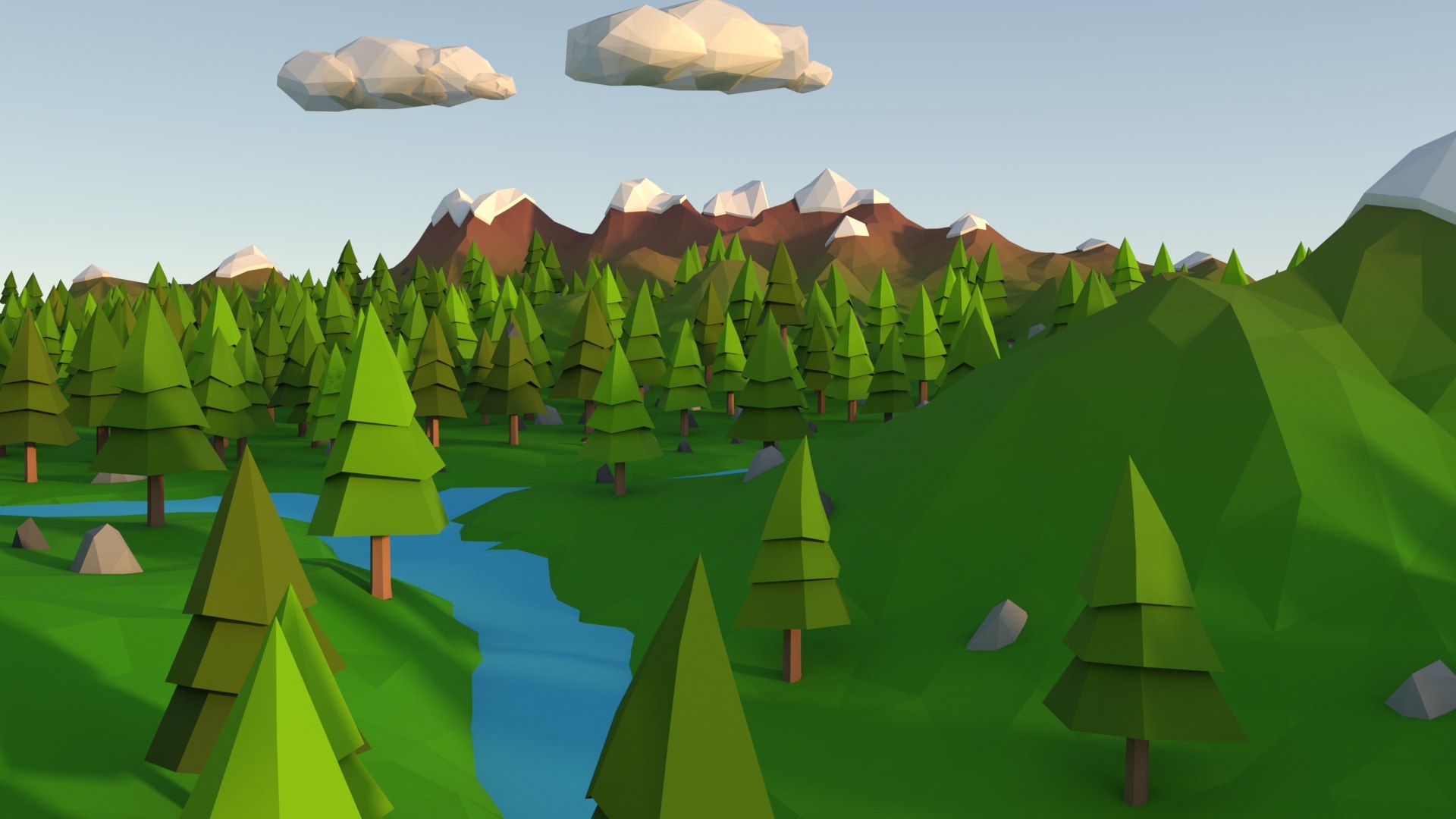 Large landscape scene with trees 3D - TurboSquid 1805108