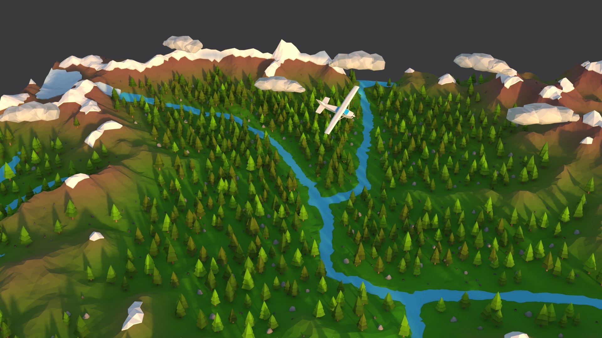 Large landscape scene with trees 3D - TurboSquid 1805108