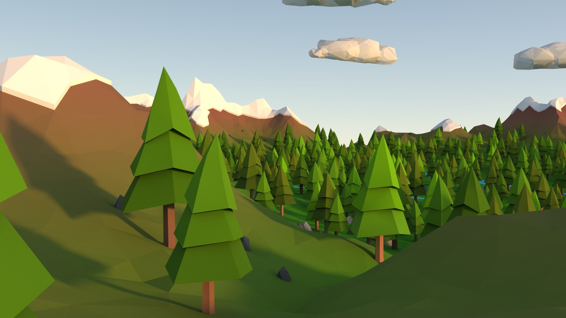 Large landscape scene with trees 3D - TurboSquid 1805108