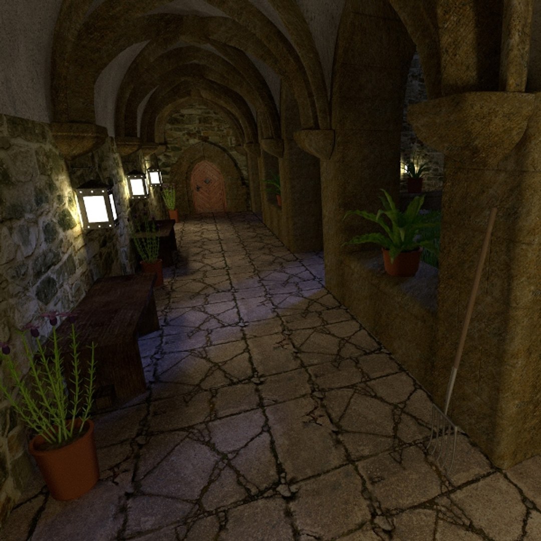 3d Monastery Night Model