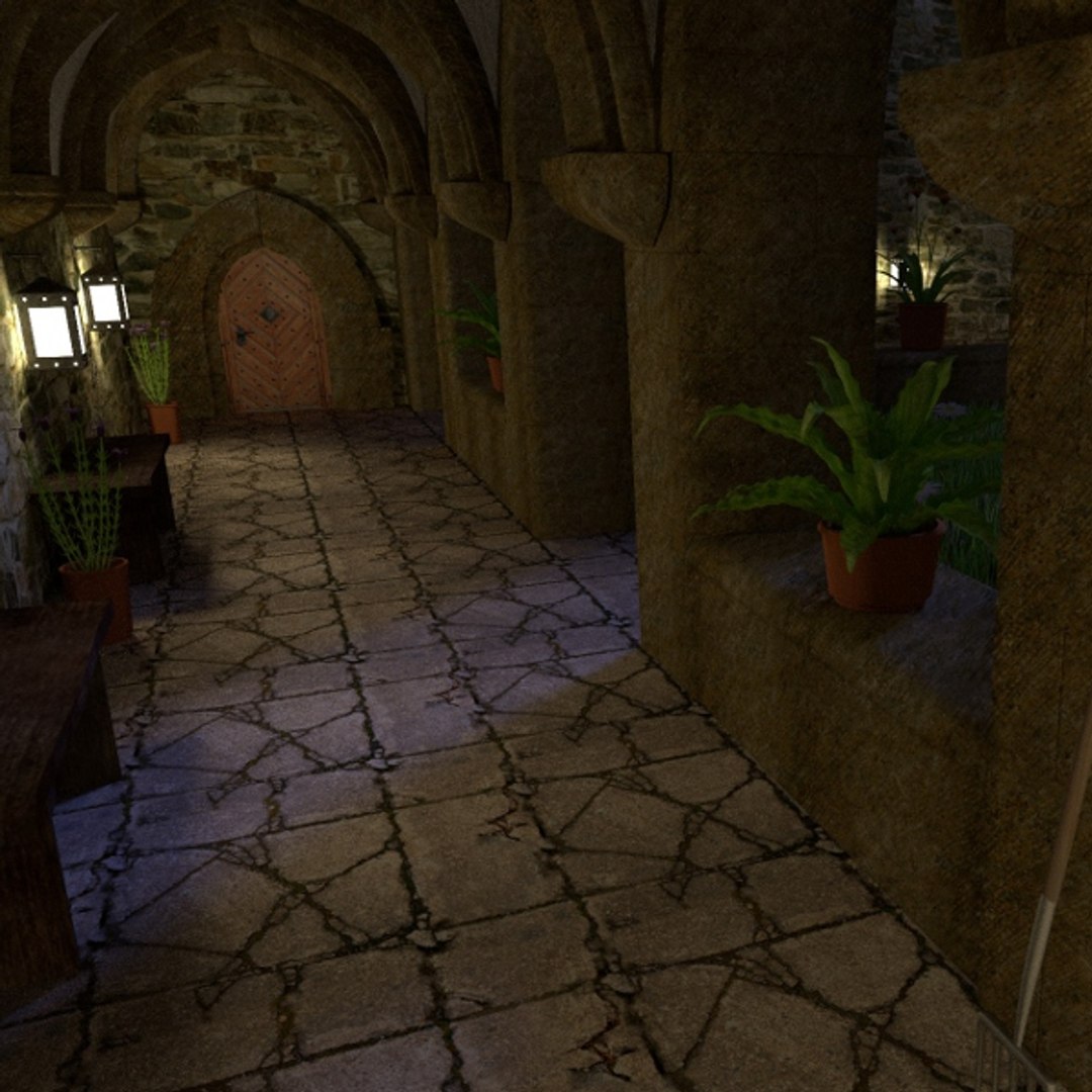 3d Monastery Night Model