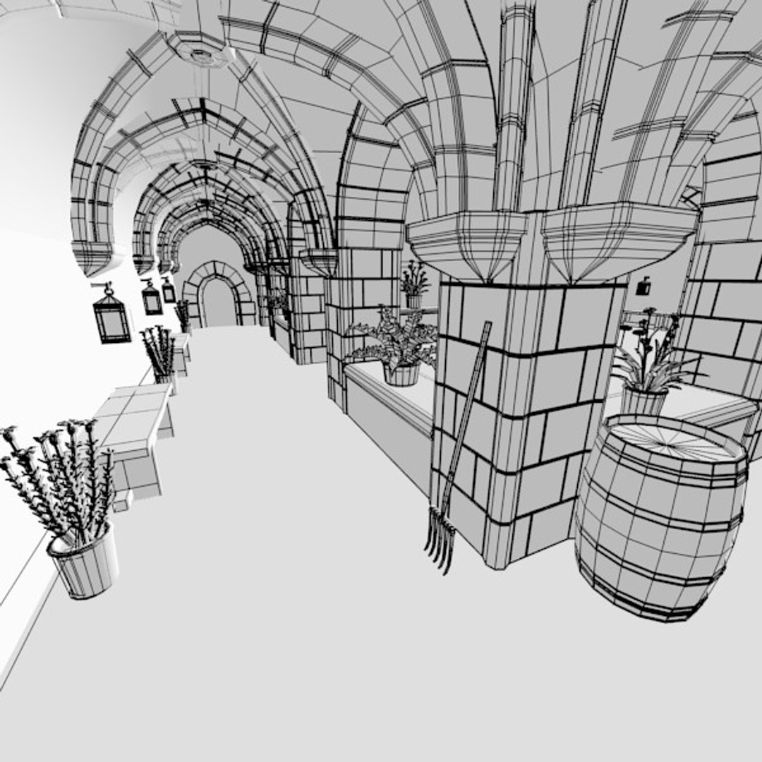 3d Monastery Night Model