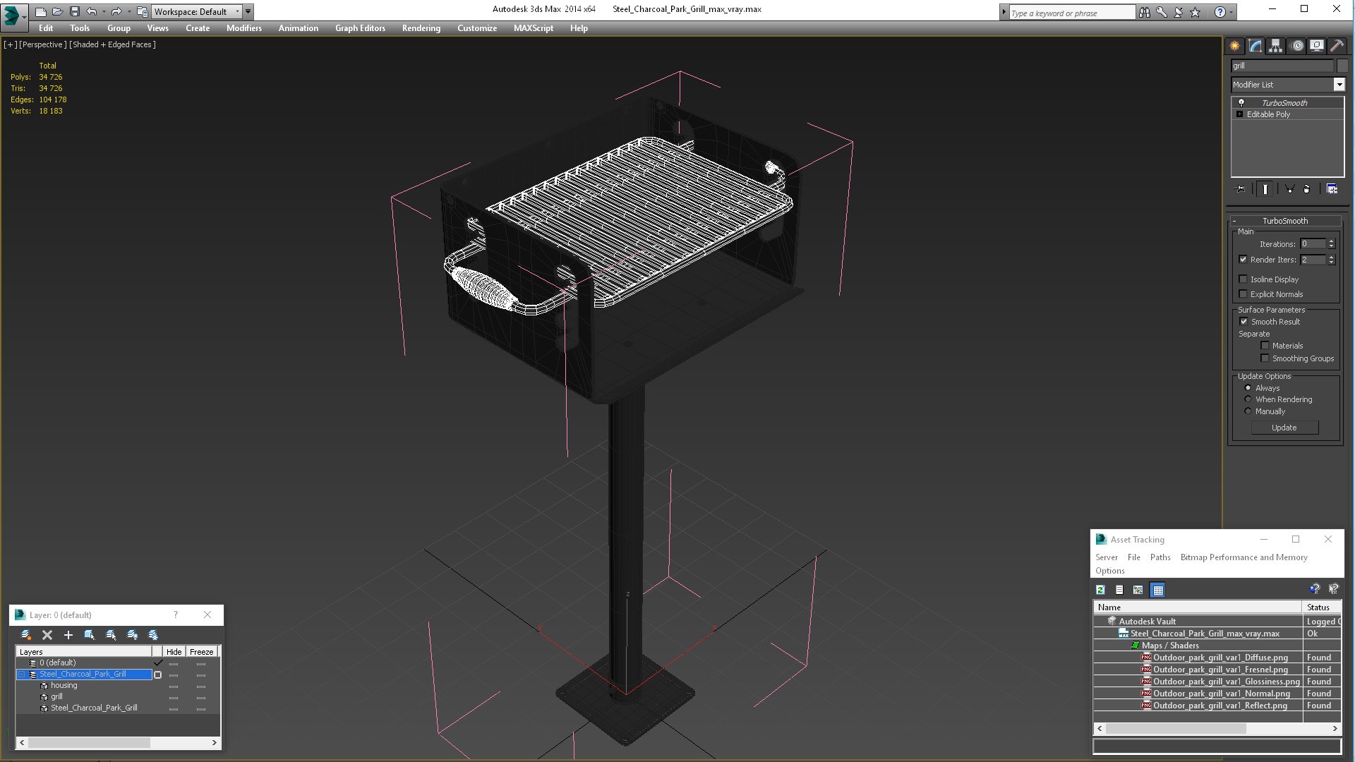3D Steel Charcoal Park Grill model - TurboSquid 2063002