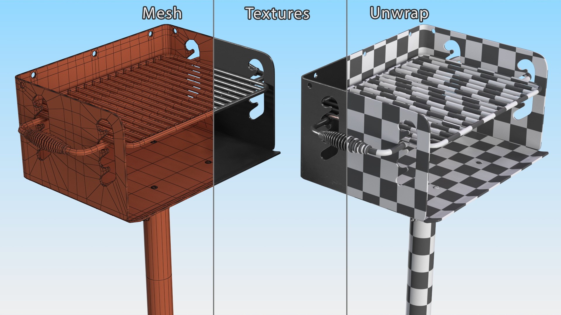 3D Steel Charcoal Park Grill model - TurboSquid 2063002